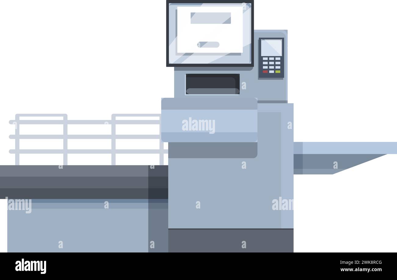 Grocery self service icon cartoon vector. Terminal cashier. Automated monitor Stock Vector Image ...