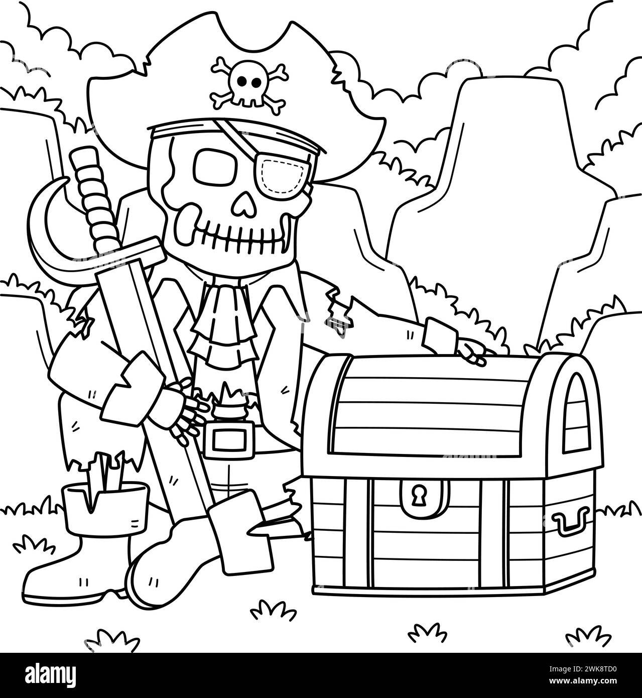 Dead Pirate Coloring Page for Kids Stock Vector Image & Art - Alamy
