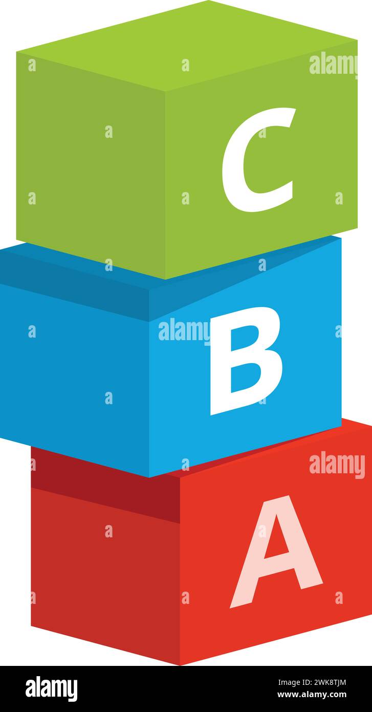 Colorful tower box icon cartoon vector. Shape castle wood. Cube toy ...