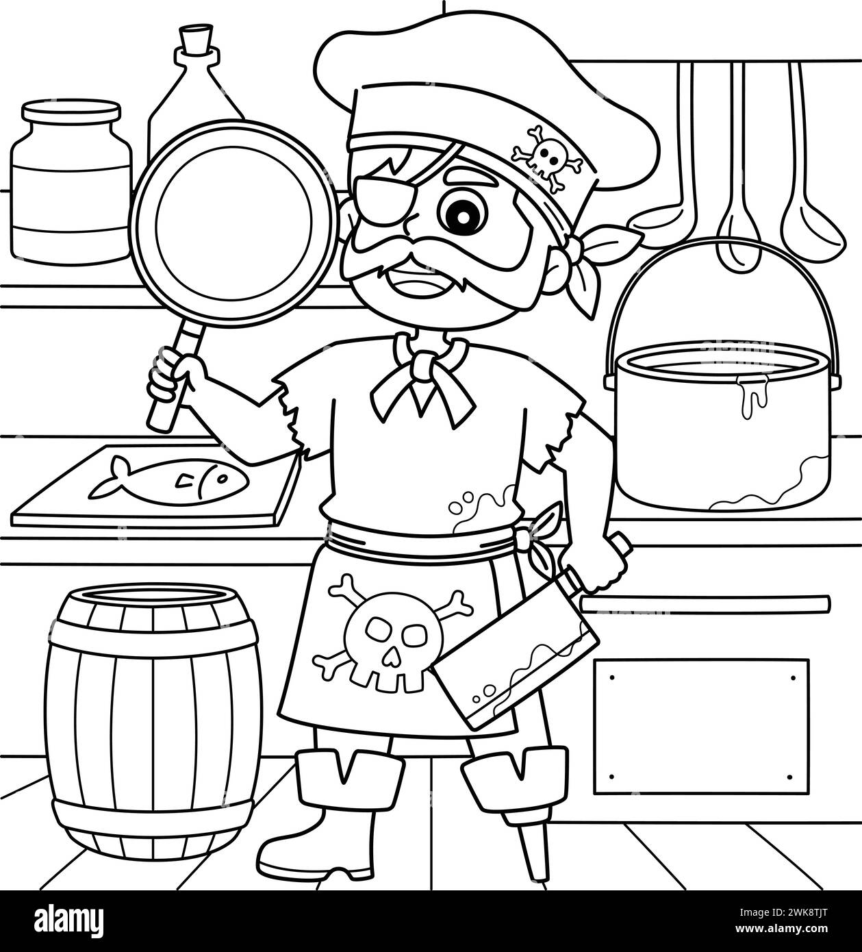Pirate Cook Coloring Page for Kids Stock Vector Image & Art - Alamy