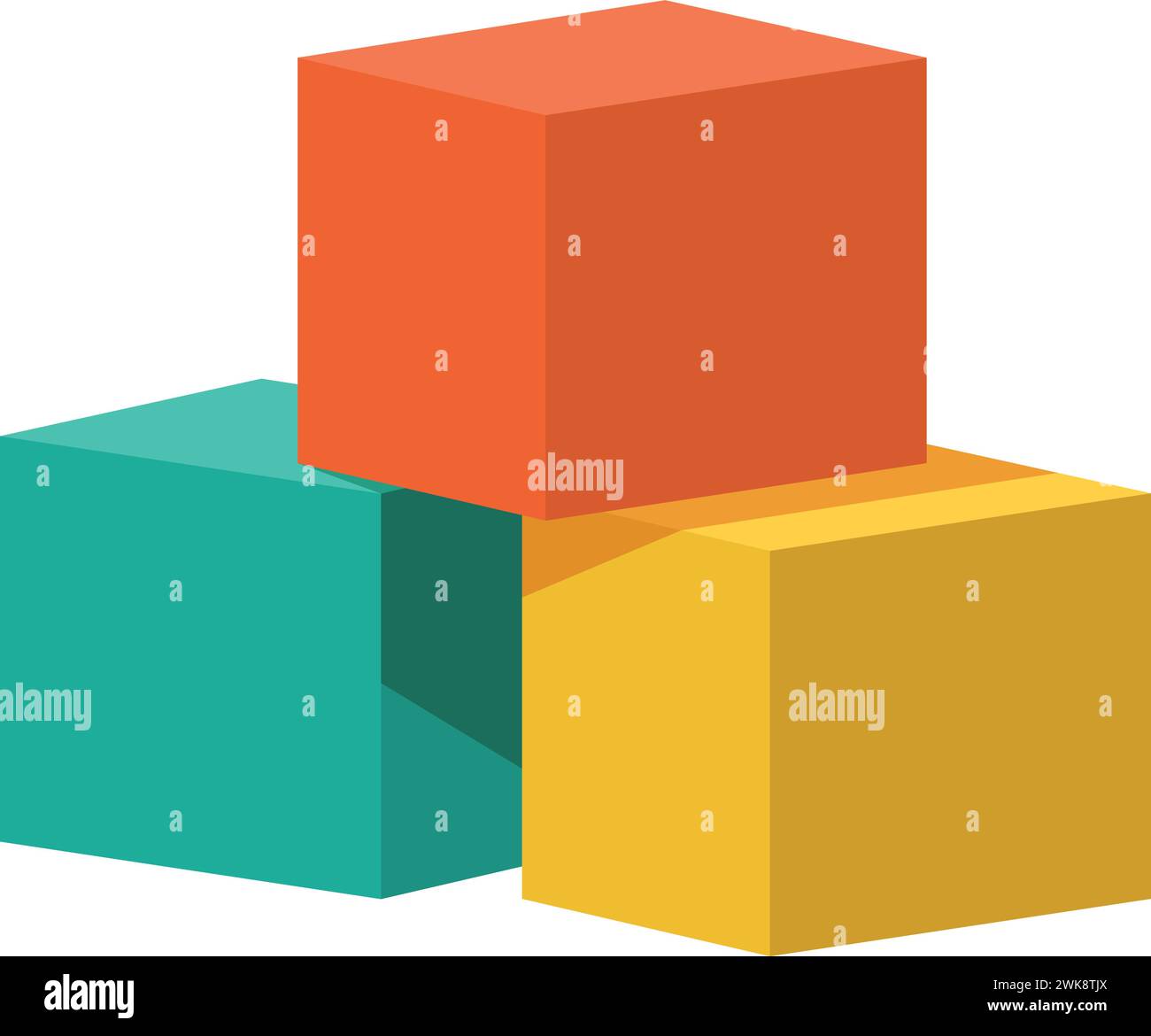 Cube blocks icon cartoon vector. Children building. Shape castle build ...