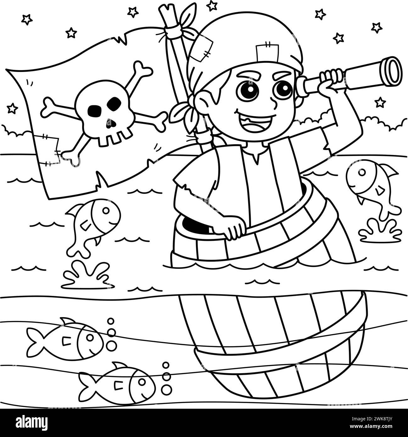 Lost Pirate Coloring Page for Kids Stock Vector Image & Art - Alamy
