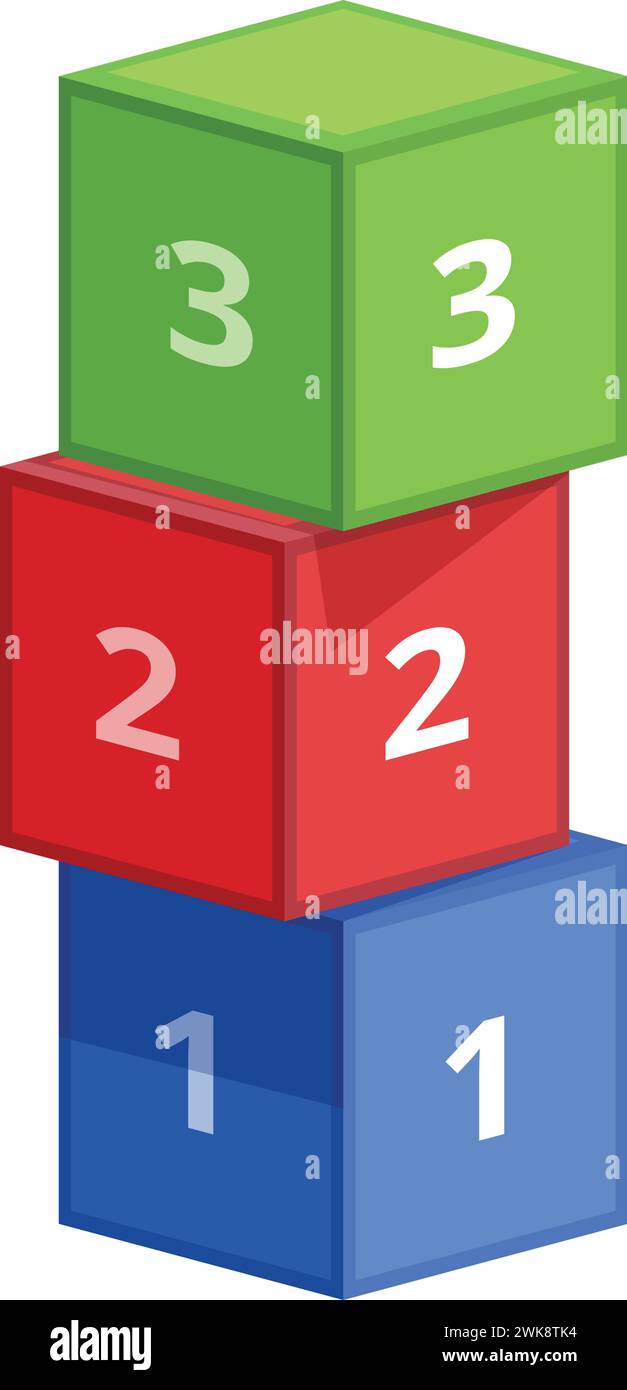 Cube build tower icon cartoon vector. Children playing. Numeral wood ...