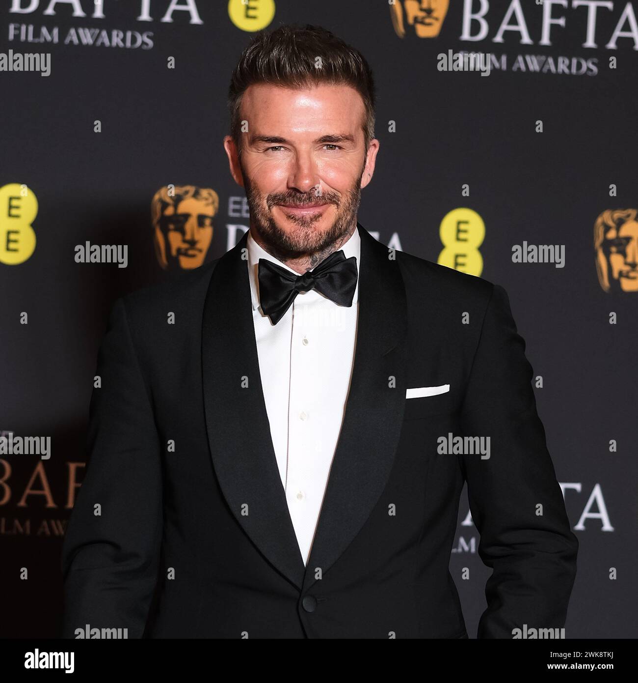 David Beckham poses backstage at the 2024 EE BAFTA Film Awards on ...