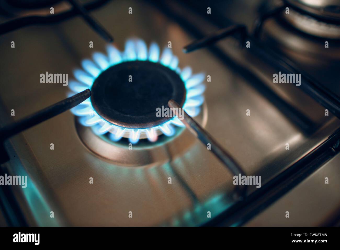 Burning gas fire flame on a kitchen gas stove Stock Photo - Alamy