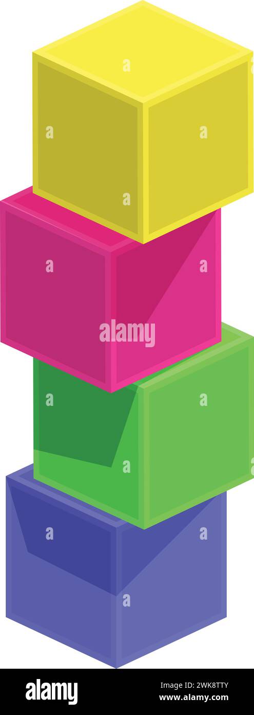 Object cubes icon cartoon vector. Children building blocks. Wood play ...