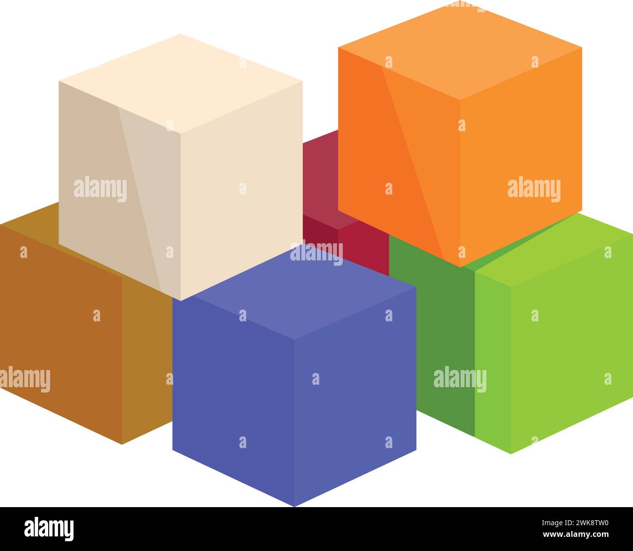 Colorful cubes icon cartoon vector. Game piece play. Happy shape castle ...