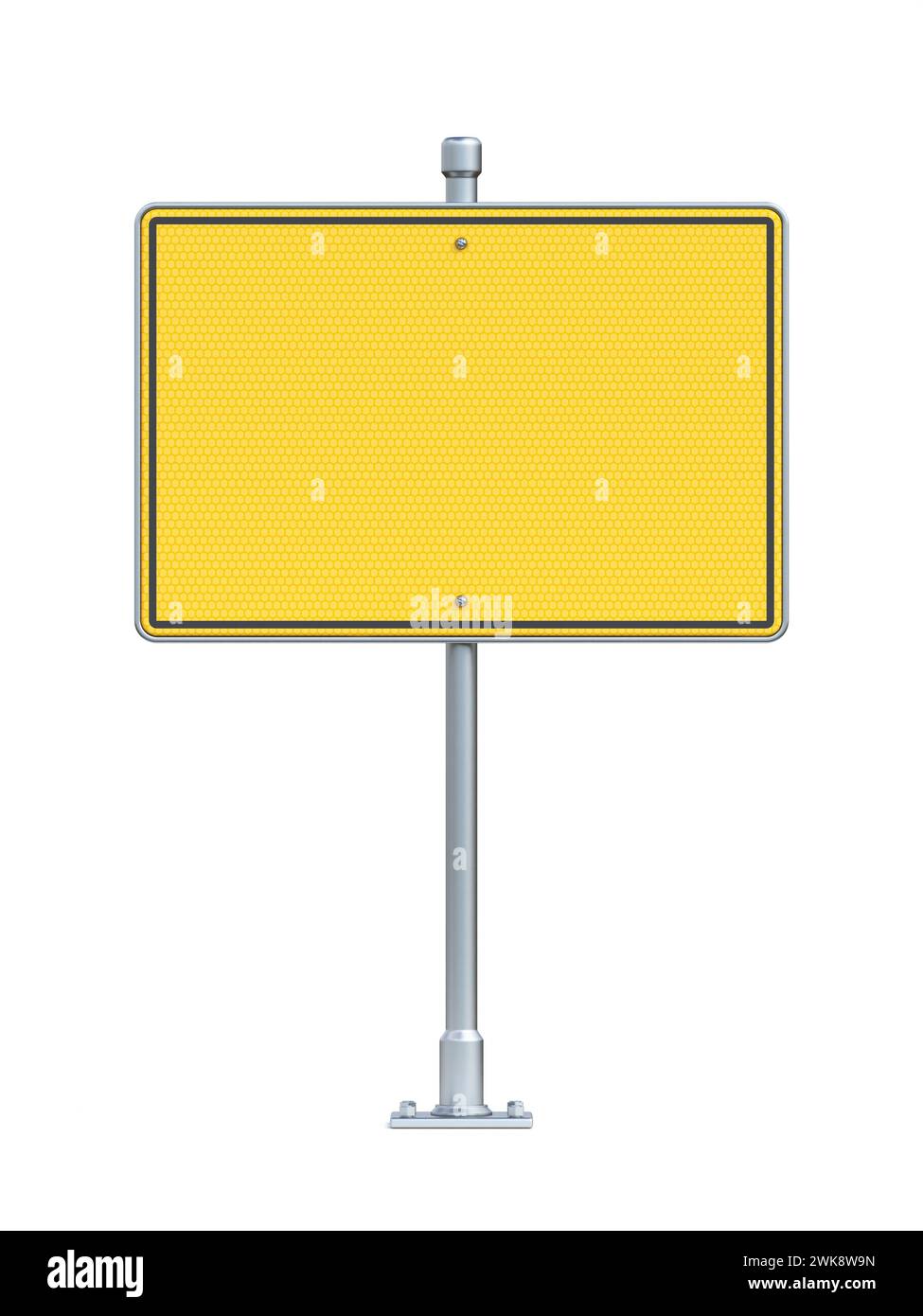 Blank yellow traffic sign board 3D rendering illustration isolated on ...