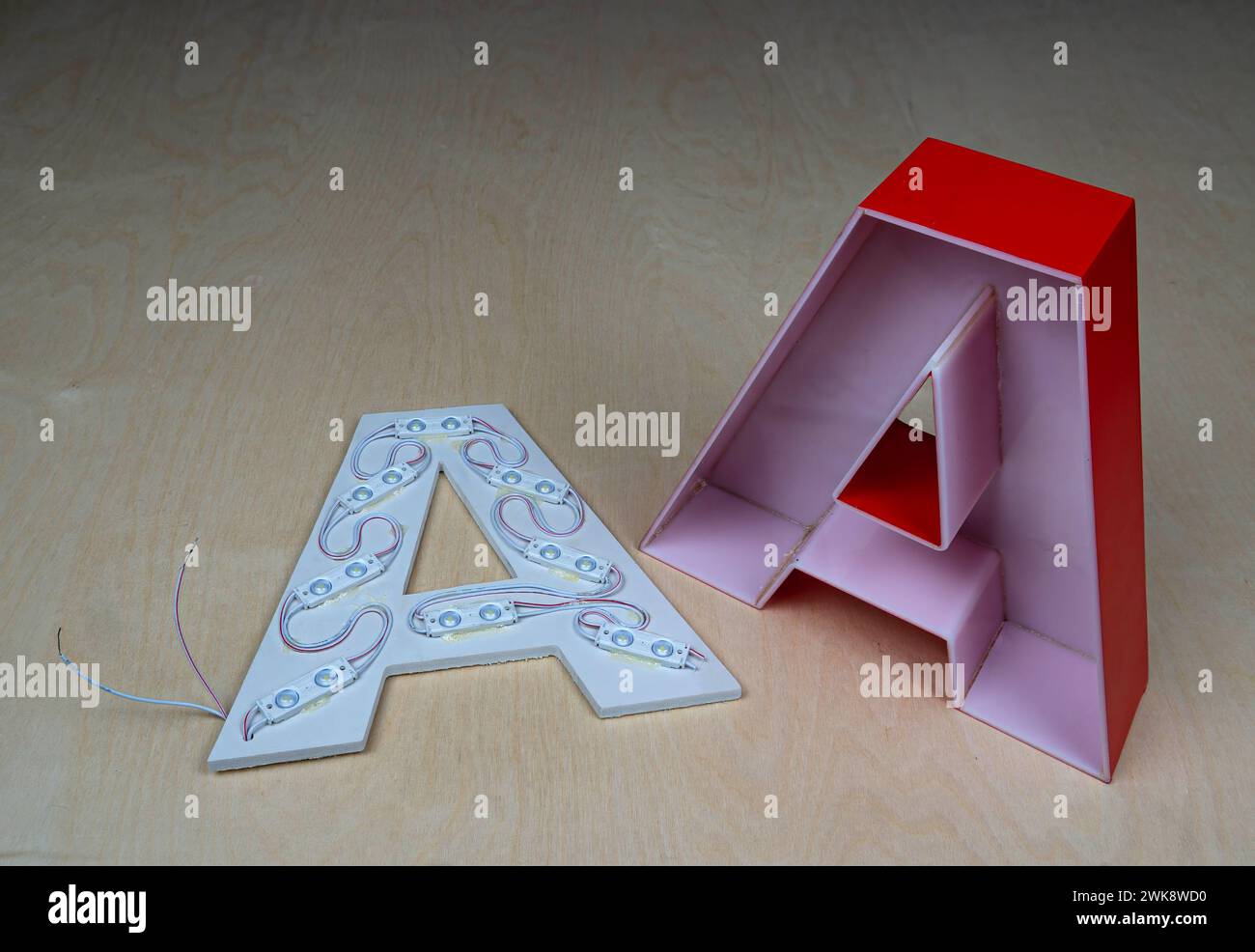 The internal structure of the light letter, a part of an advertising ...
