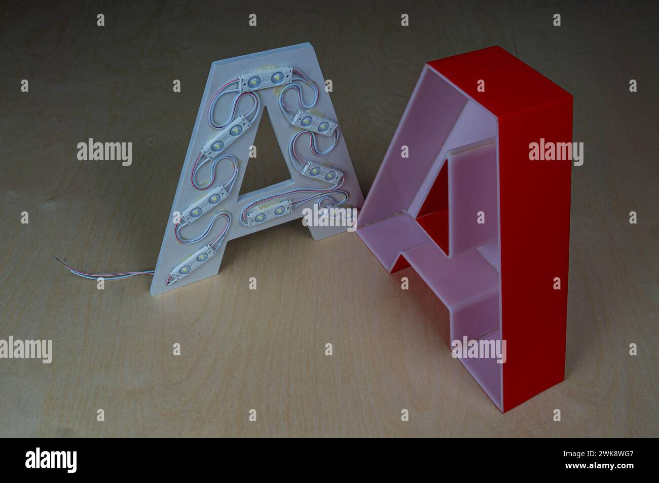 The internal structure of the light letter, a part of an advertising ...