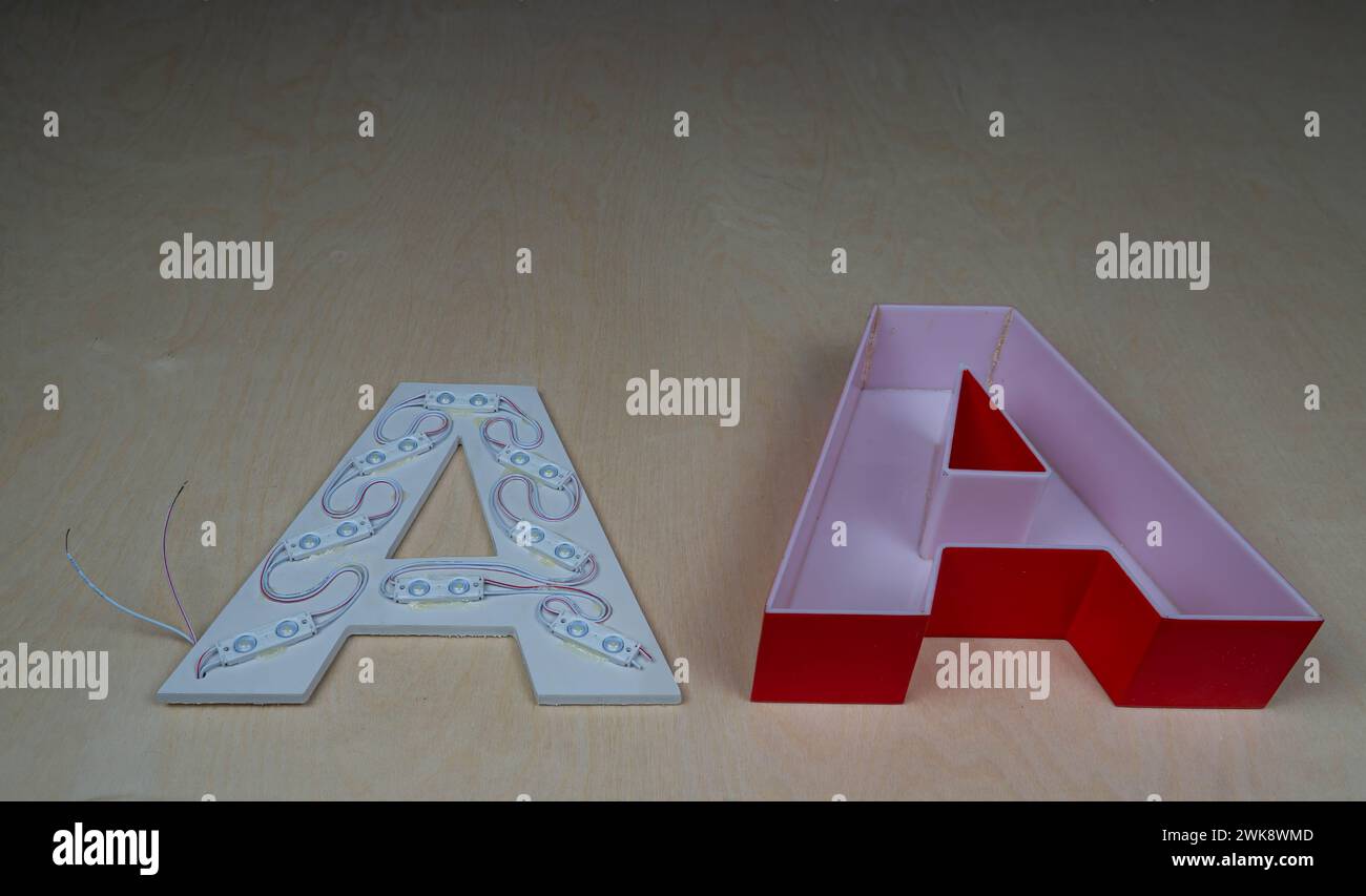 The internal structure of the light letter, a part of an advertising ...