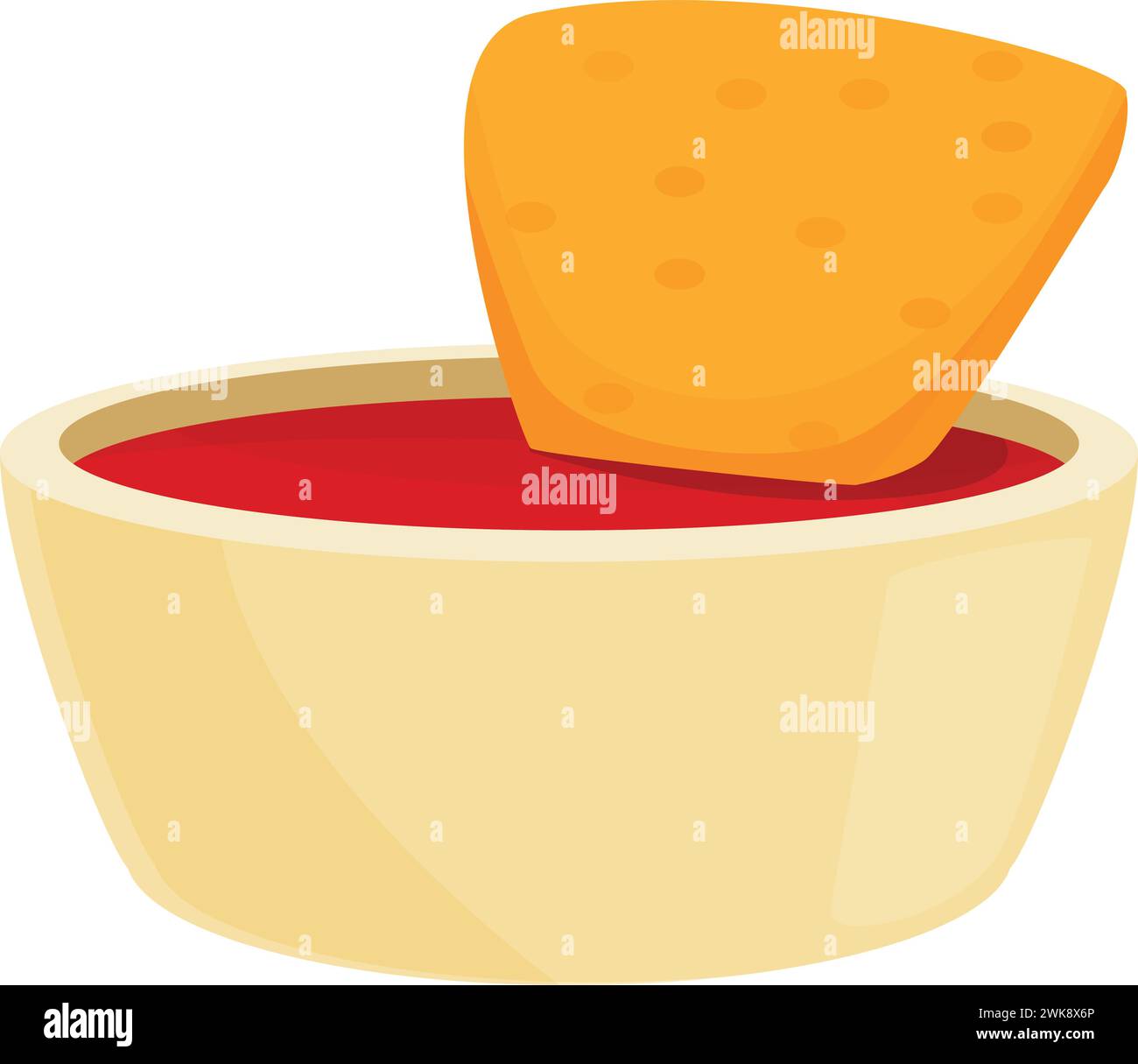 Tomato soup with nachos icon cartoon vector. Dish menu. Party corn taco ...
