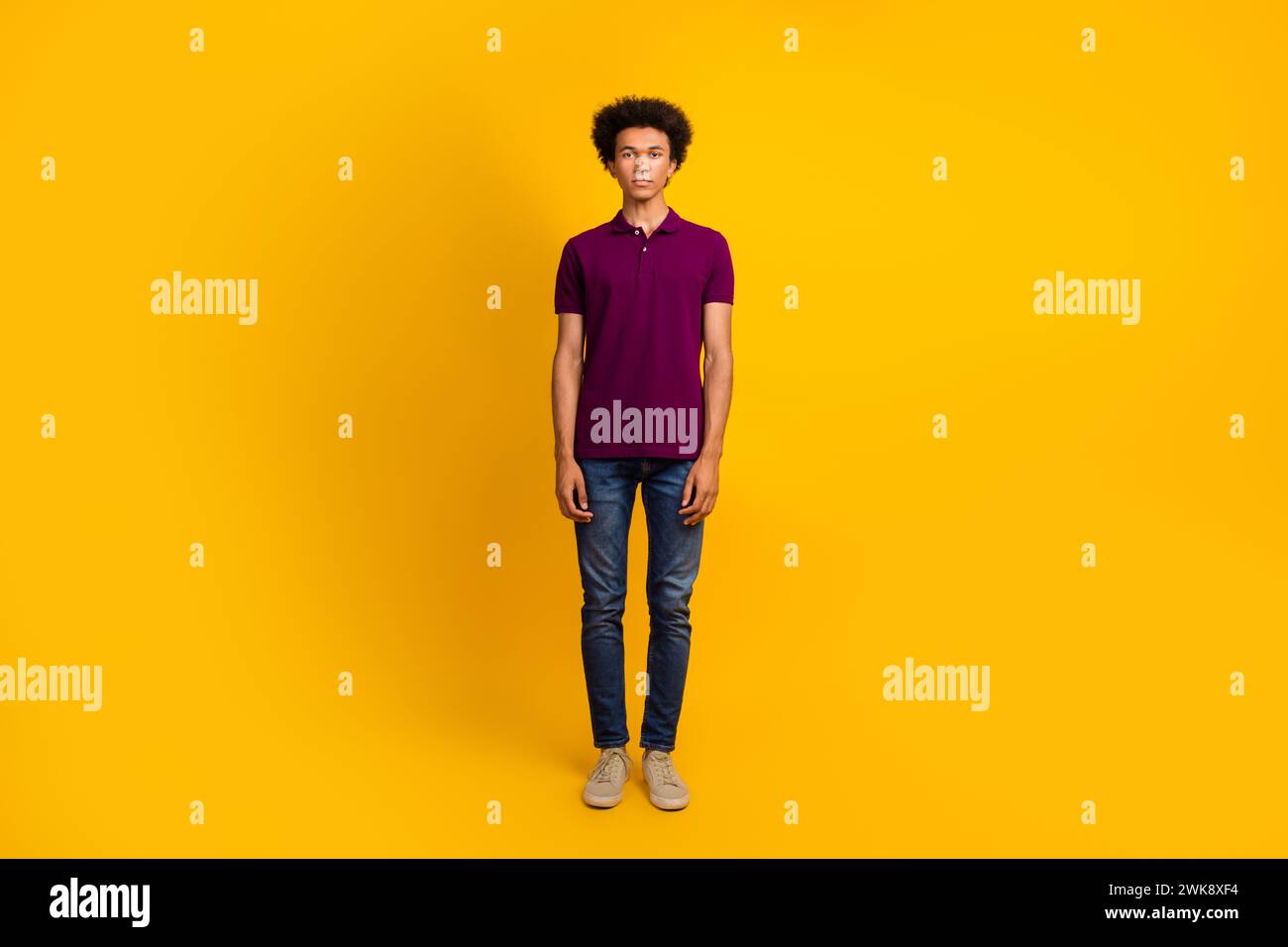 Full length photo of nice attractive guy wear fashionable magenta new ...