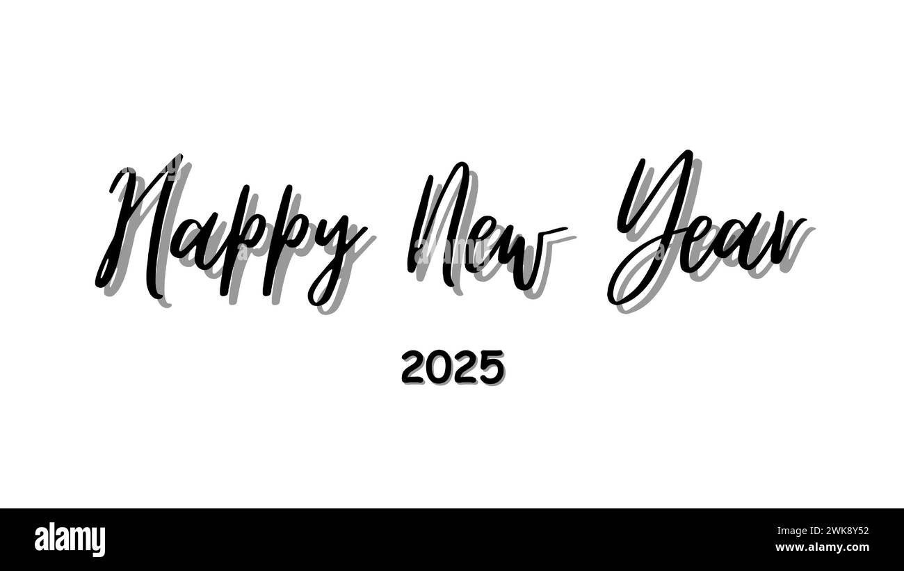 Happy New Year 2025 script amazing text hand lettering. Design template ...