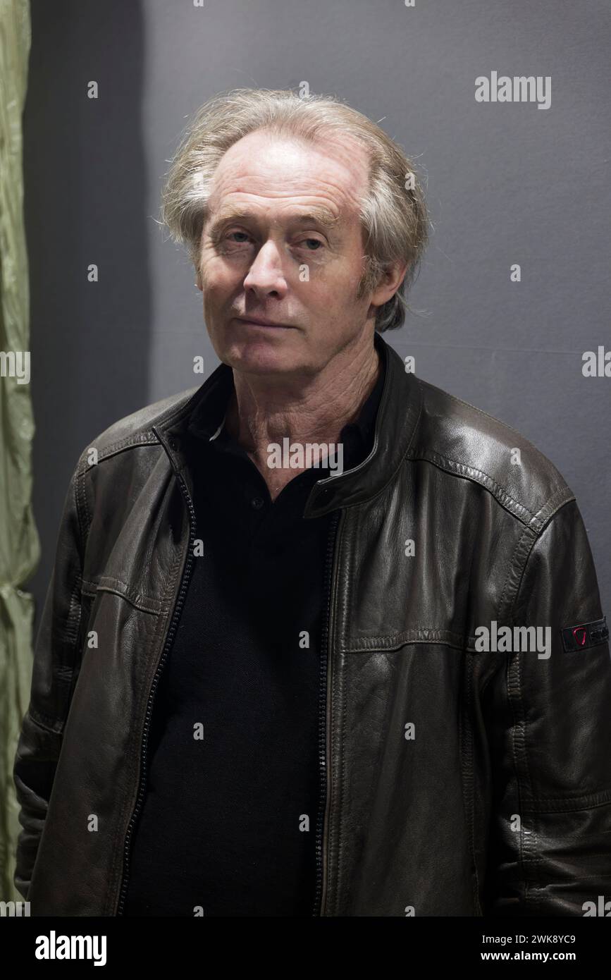 Paris, France. 17th Feb, 2024. Artist Marc Lager poses next to his work ...