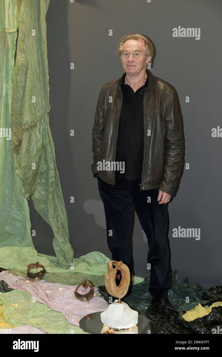 Paris, France. 17th Feb, 2024. Artist Marc Lager poses next to his work ...