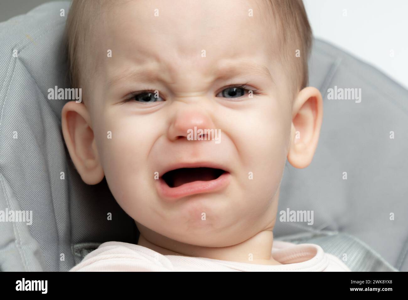 Infant Crying Closeup: Signals of Hunger and Exhaustion. Concept of ...