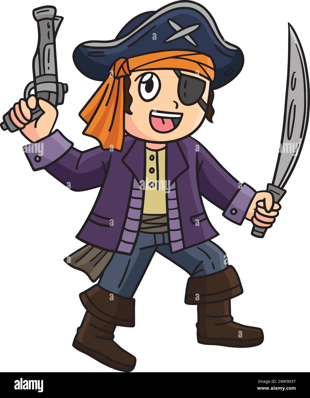 Pirate with Gun and Cutlass Cartoon Clipart Stock Vector Image & Art ...