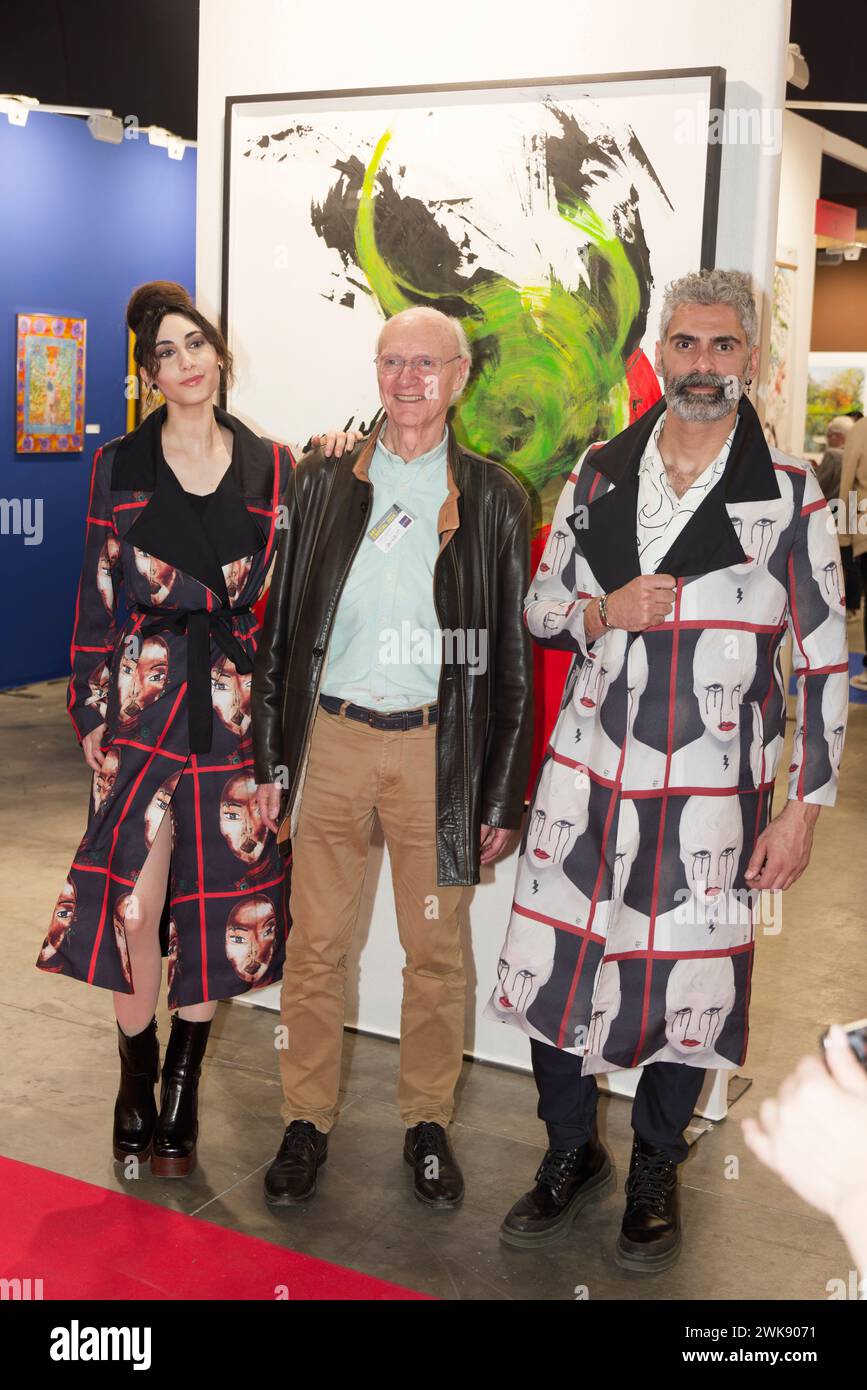 Paris, France. 17th Feb, 2024. Artist Binet poses next to his work ...