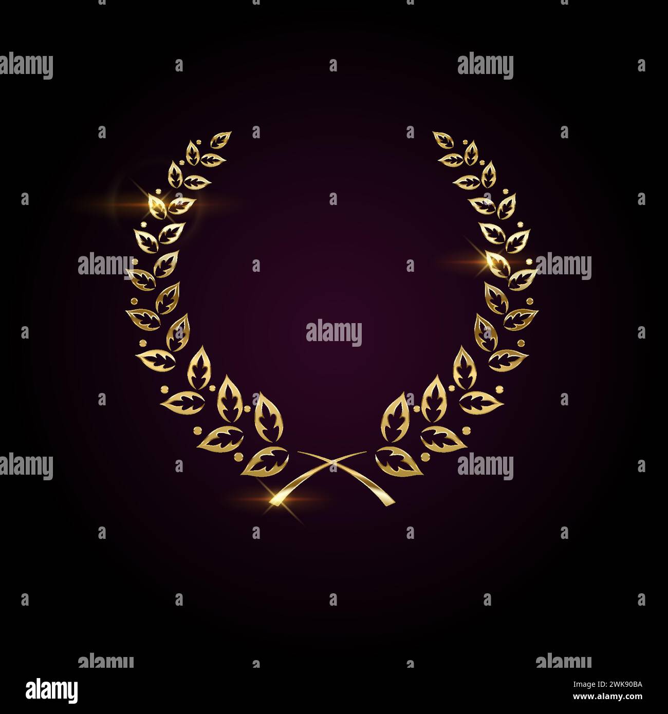 Crown of golden laurel branches realistic vector illustration ...