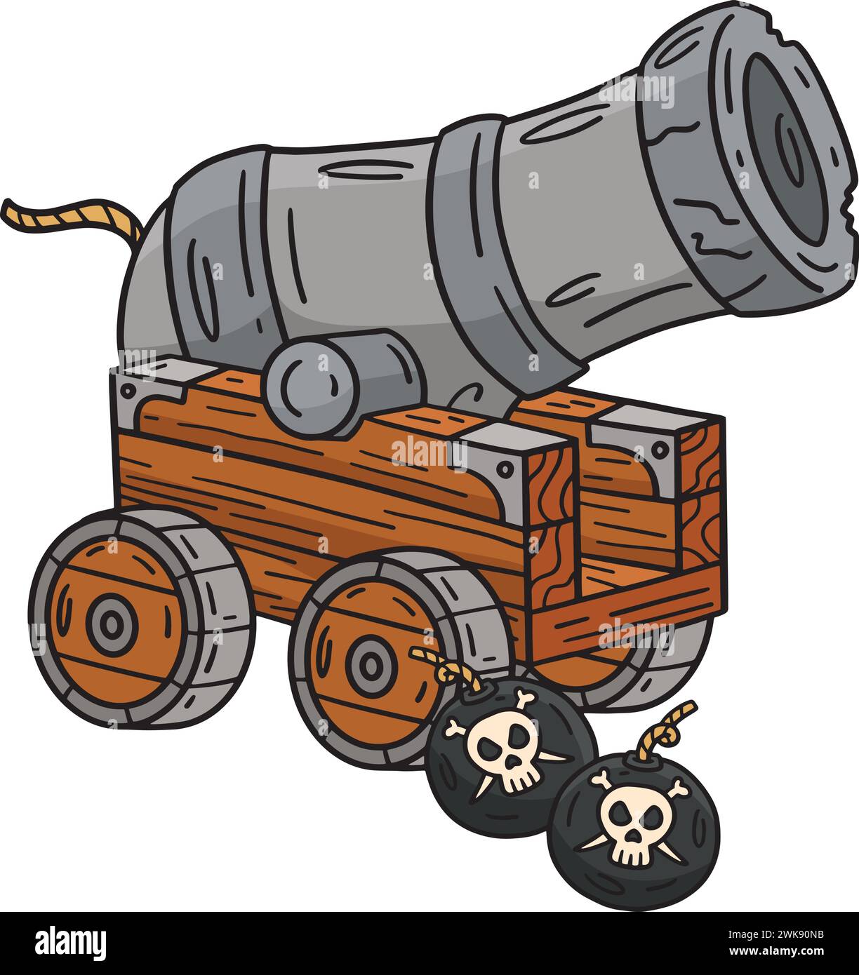 Pirate Cannon Cartoon Colored Clipart Illustration Stock Vector Image ...