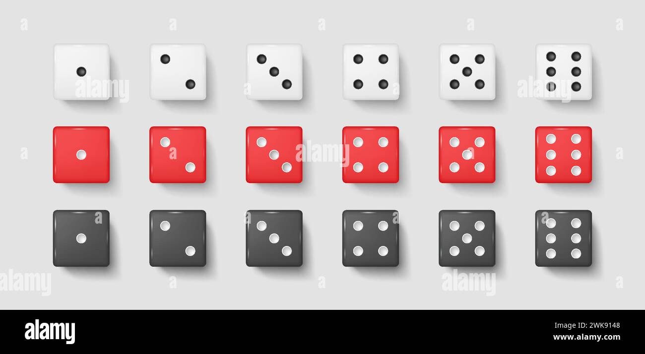 Gambling dices with dot numbers realistic vector illustration set ...