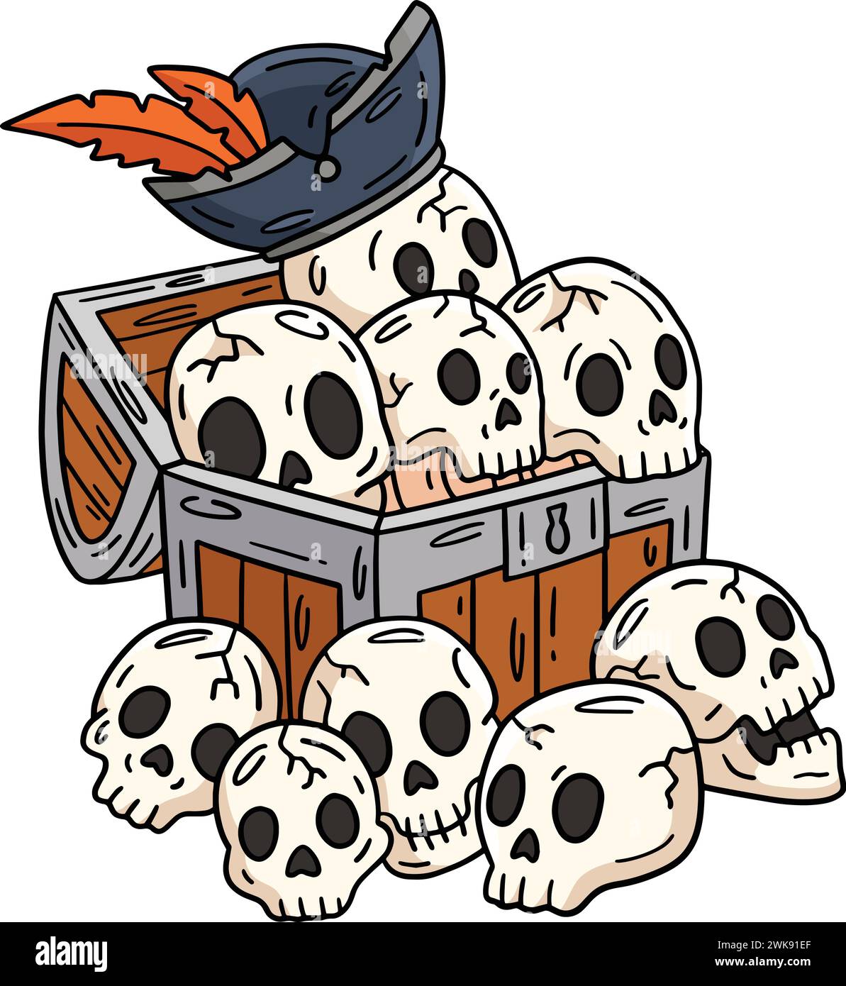 Pirate Chest with Skulls Cartoon Colored Clipart Stock Vector Image ...