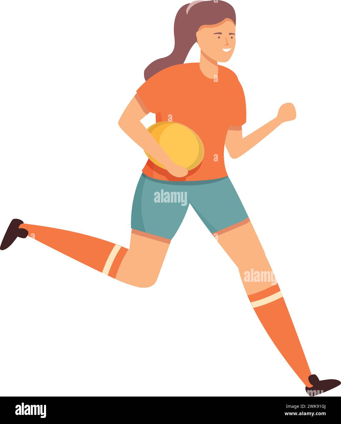 Running girl player icon cartoon vector. Fast goal. Power athlete drive ...