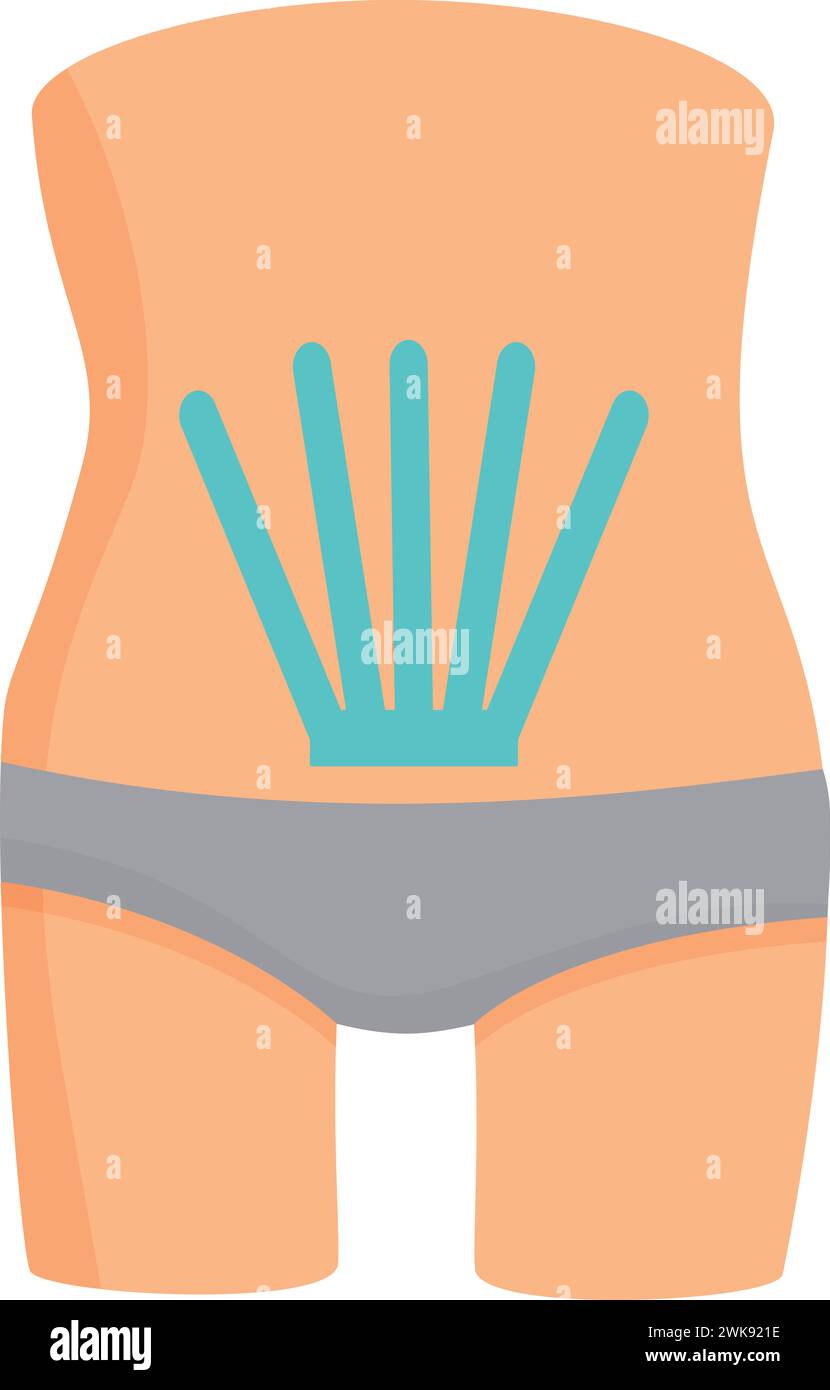 Abdomen kinesio tape icon cartoon vector. Pain health. Body medicine ...