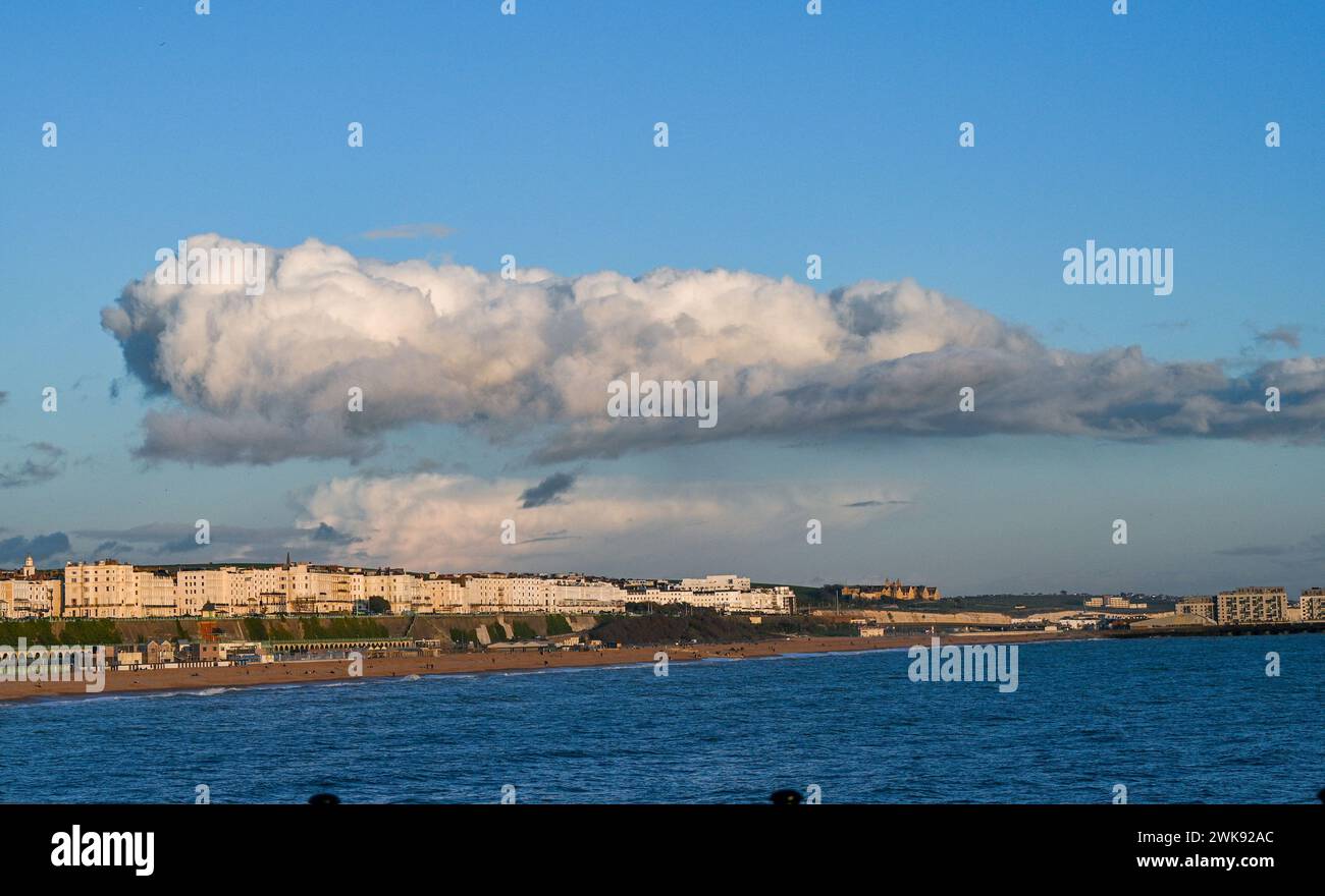 View of East Brighton seafront in winter sunshine with unusual cloud ...