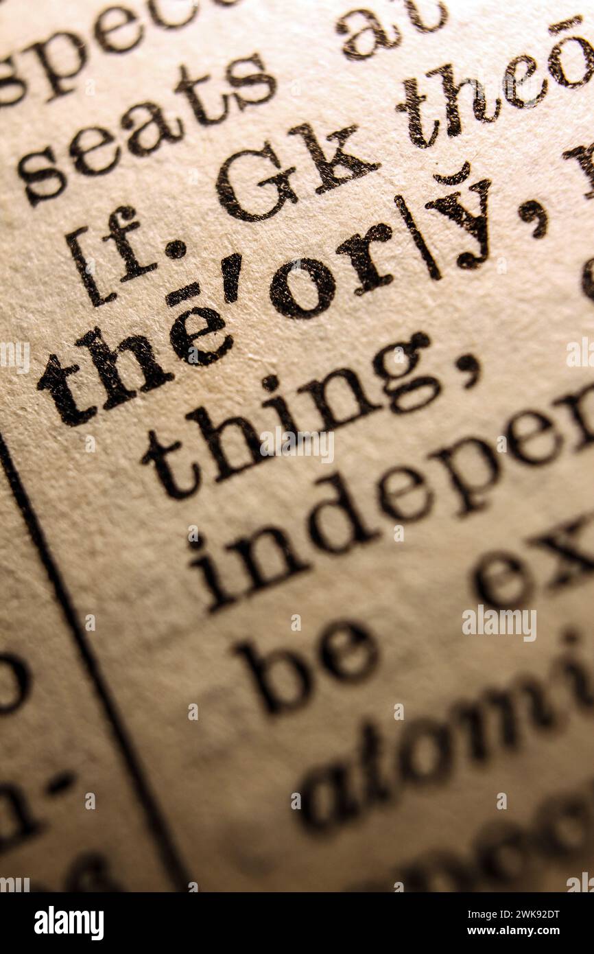 Definition of word theory on dictionary page, close-up Stock Photo - Alamy
