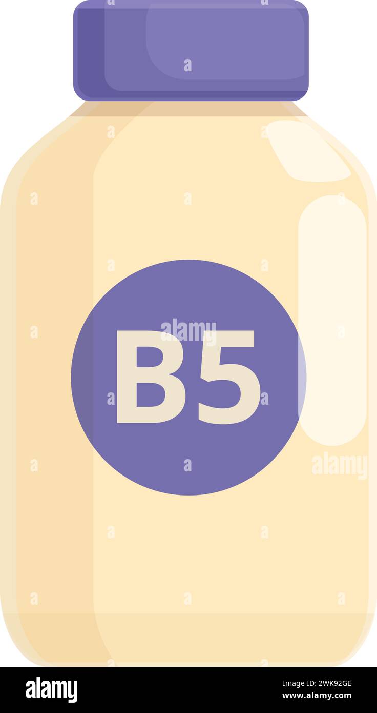 B5 vitamin bottle icon cartoon vector. Sugar nutrition. Package capsule ...
