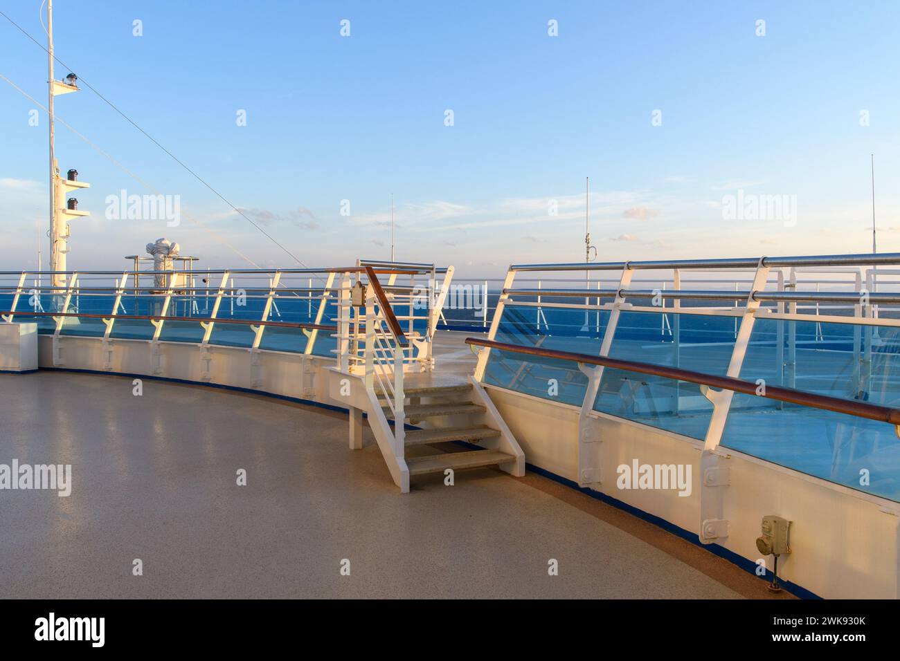 Early morning on board a cruise ship. Most of the passengers are still ...