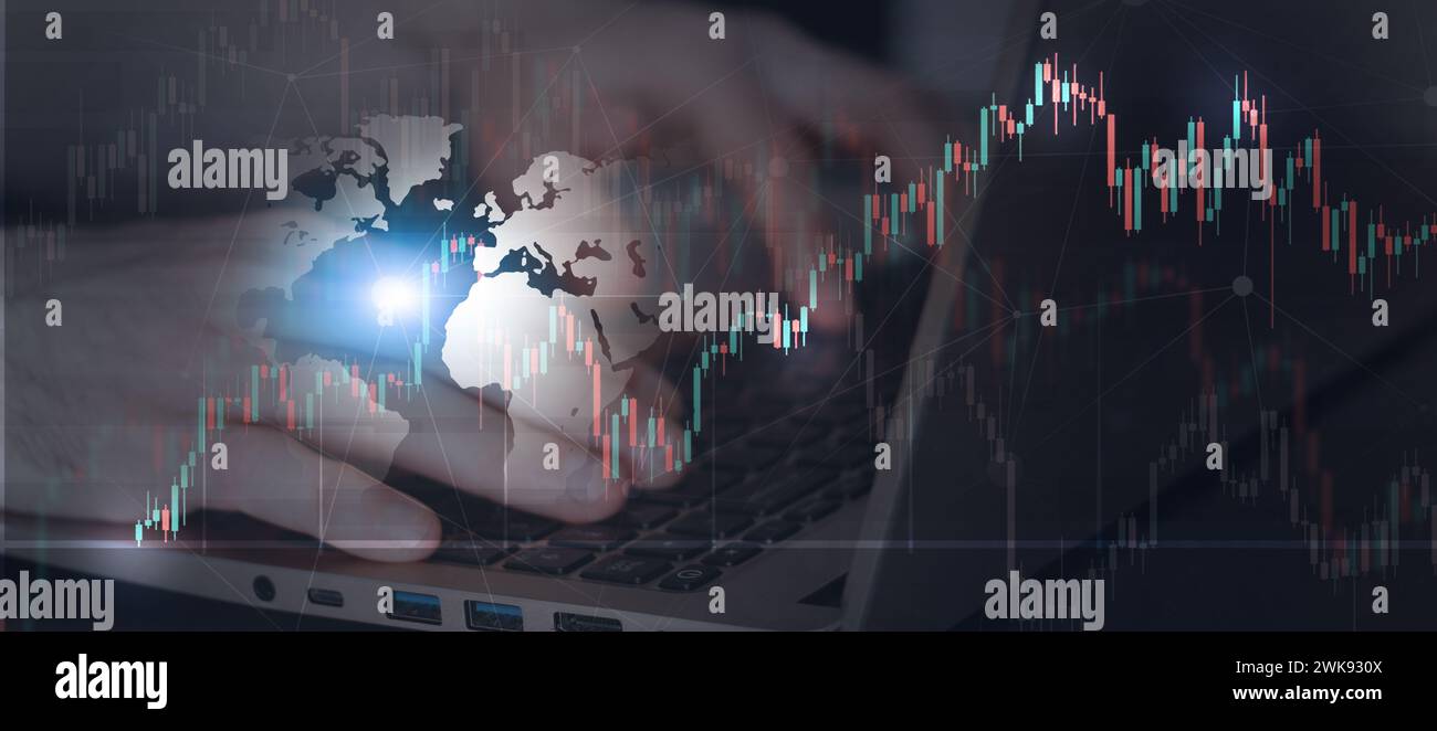 stock market currency trading banner. finance market chart. mixed media ...