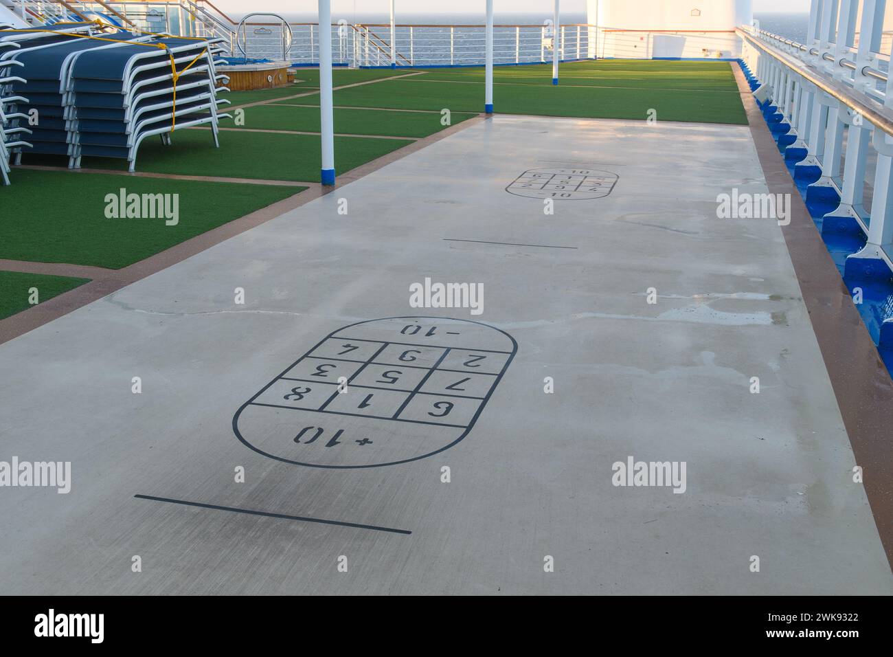 Early morning on board a cruise ship. Most of the passengers are still ...