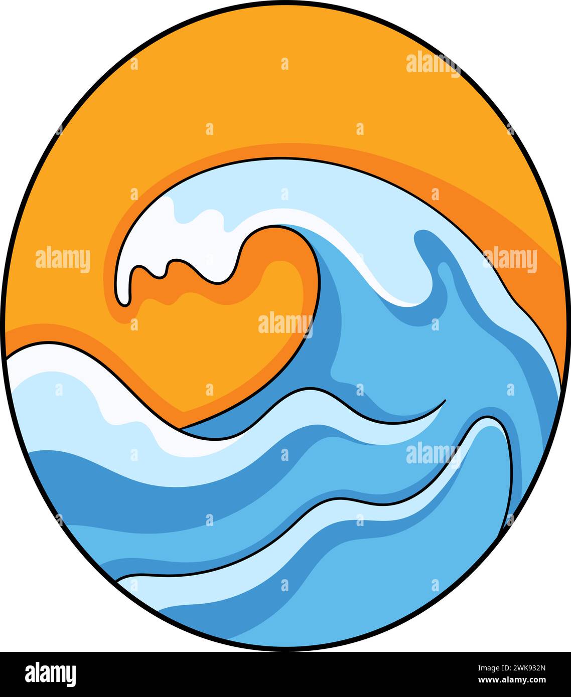adventure logo, exciting images of waves and sun and nature, flat ...