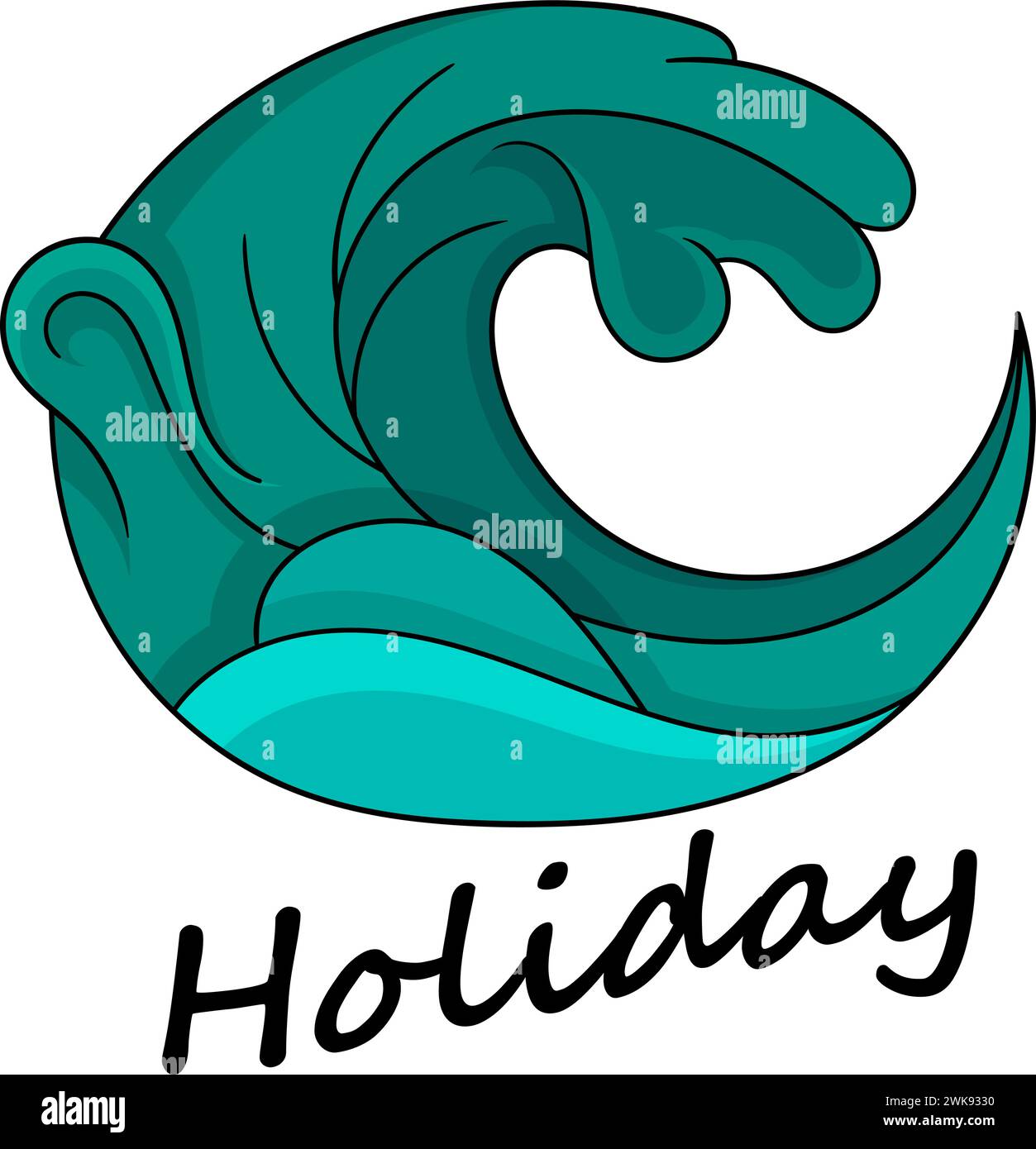 adventure logo, exciting images of waves and sun and nature, flat ...