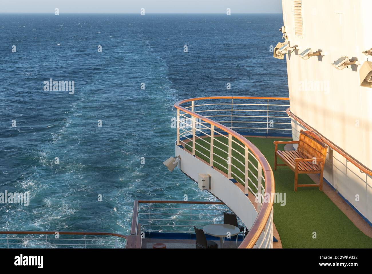 Early morning on board a cruise ship. Most of the passengers are still ...