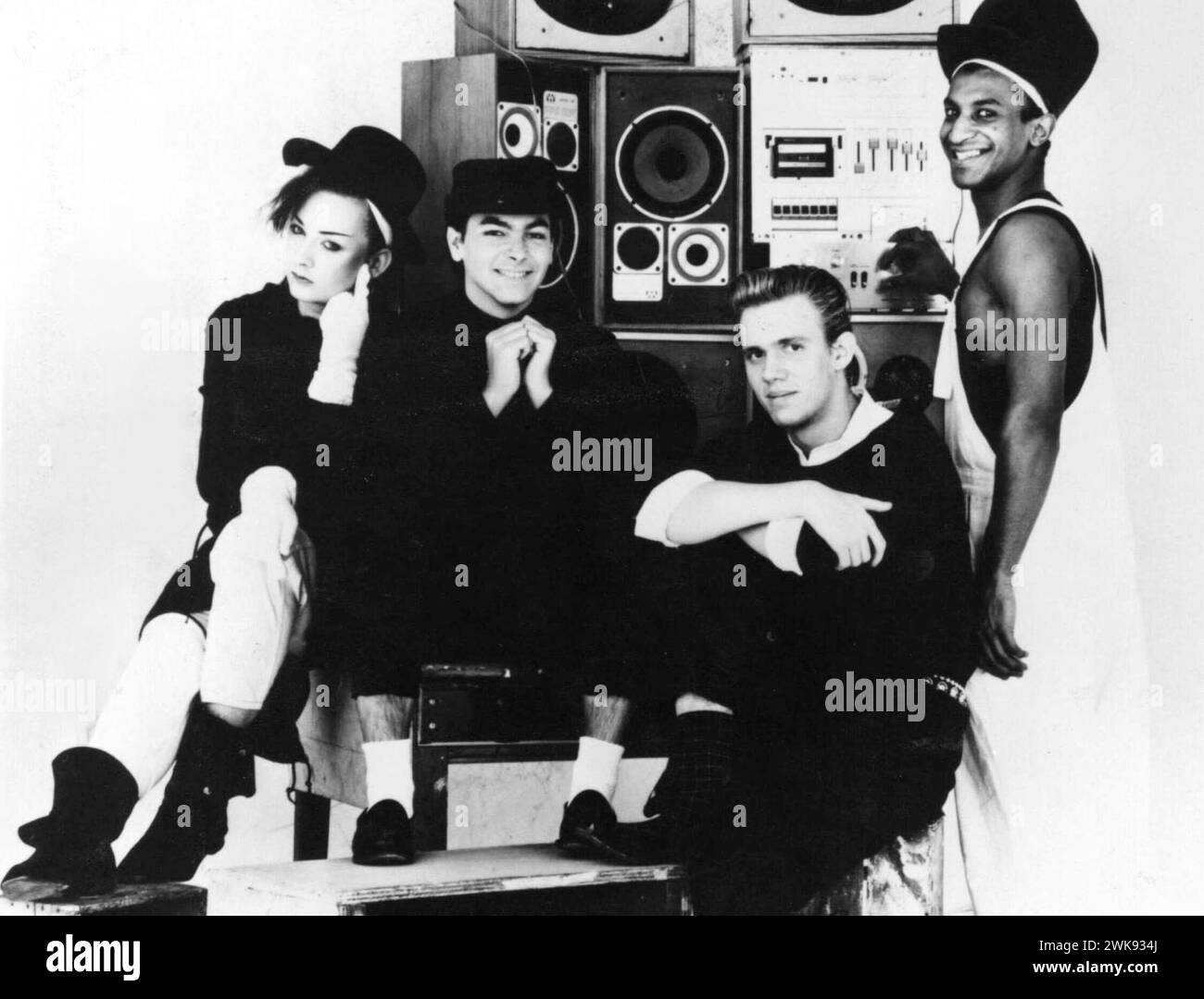 Culture Club, circa 1983. Pictured left to right; Boy George, Jon Moss ...