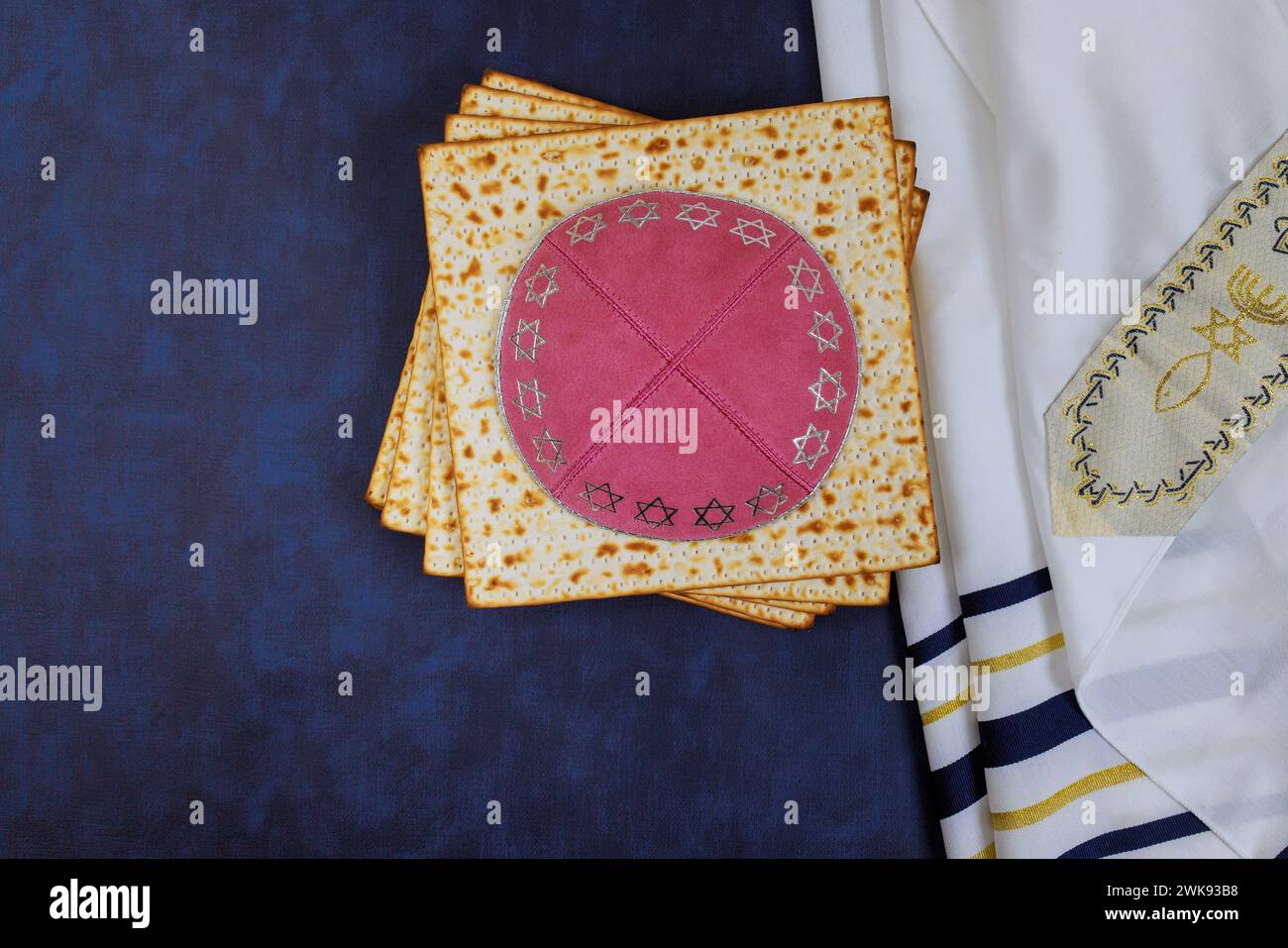 Passover celebration usually includes unleavened bread Matzah, tallit ...
