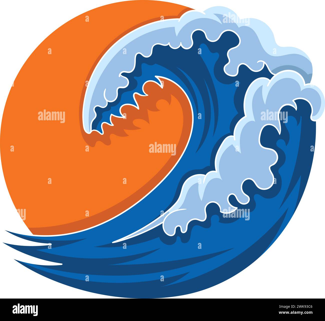 adventure logo, exciting images of waves and sun and nature, flat ...