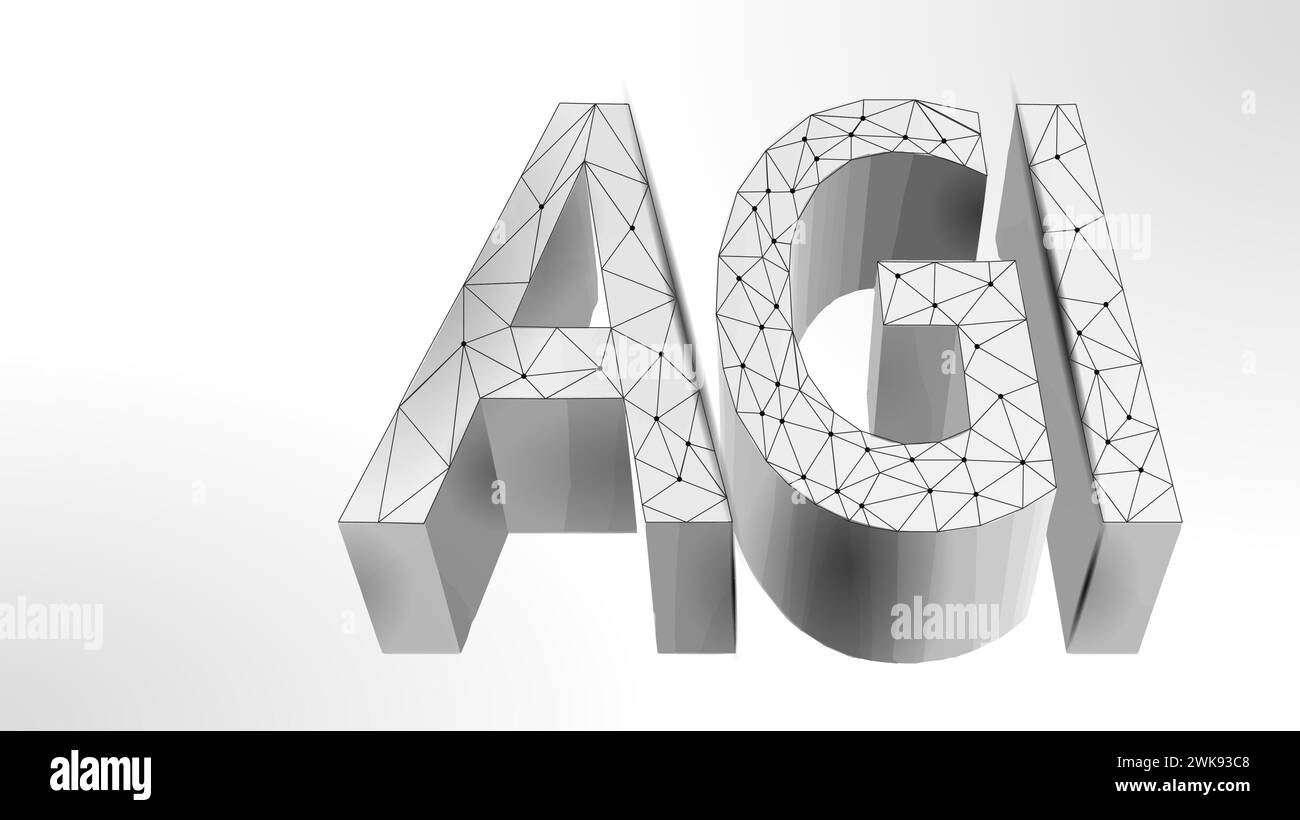 Artificial general intelligence low poly letter symbols. Minimalist ...