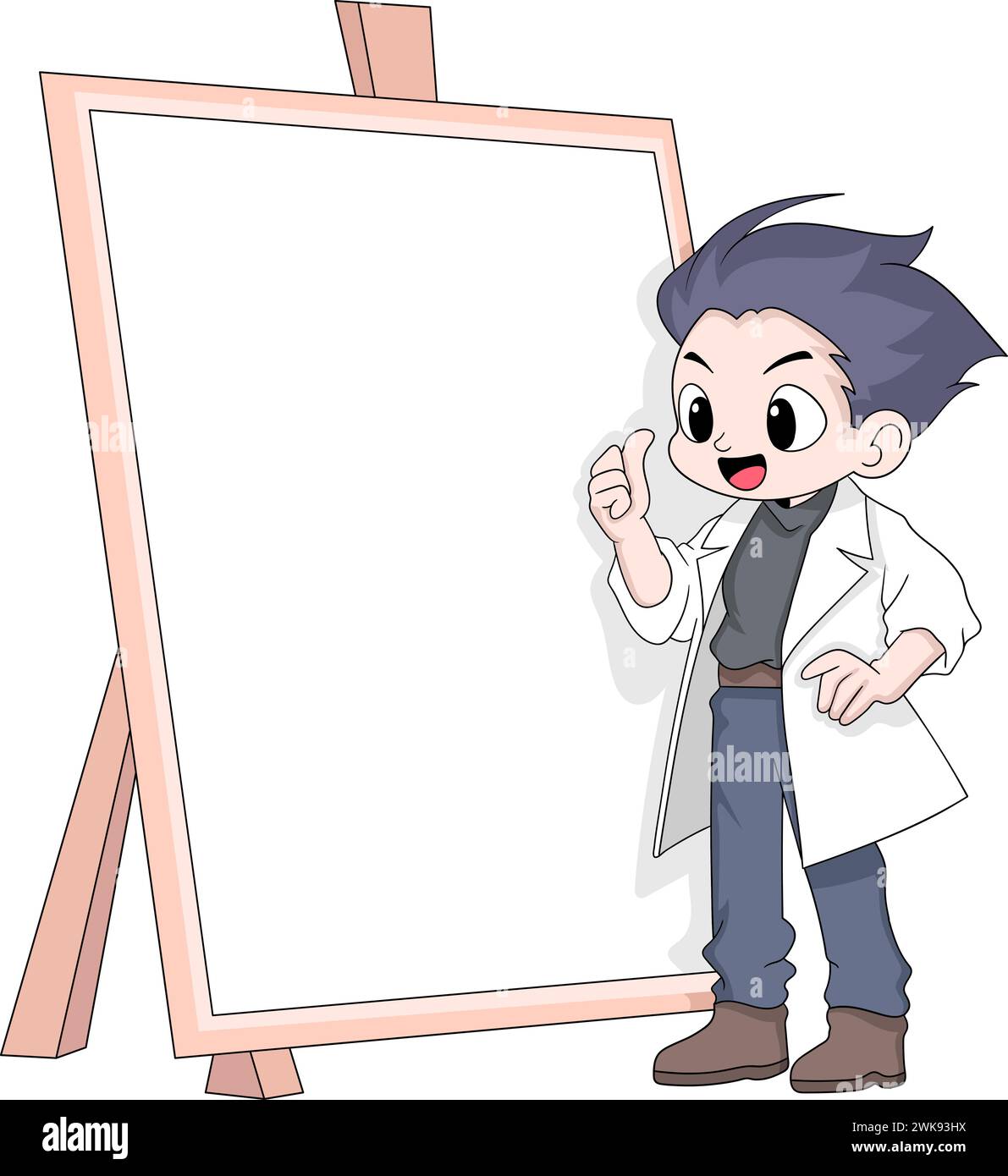 a young doctor was friendly explaining healthy living, cartoon flat ...