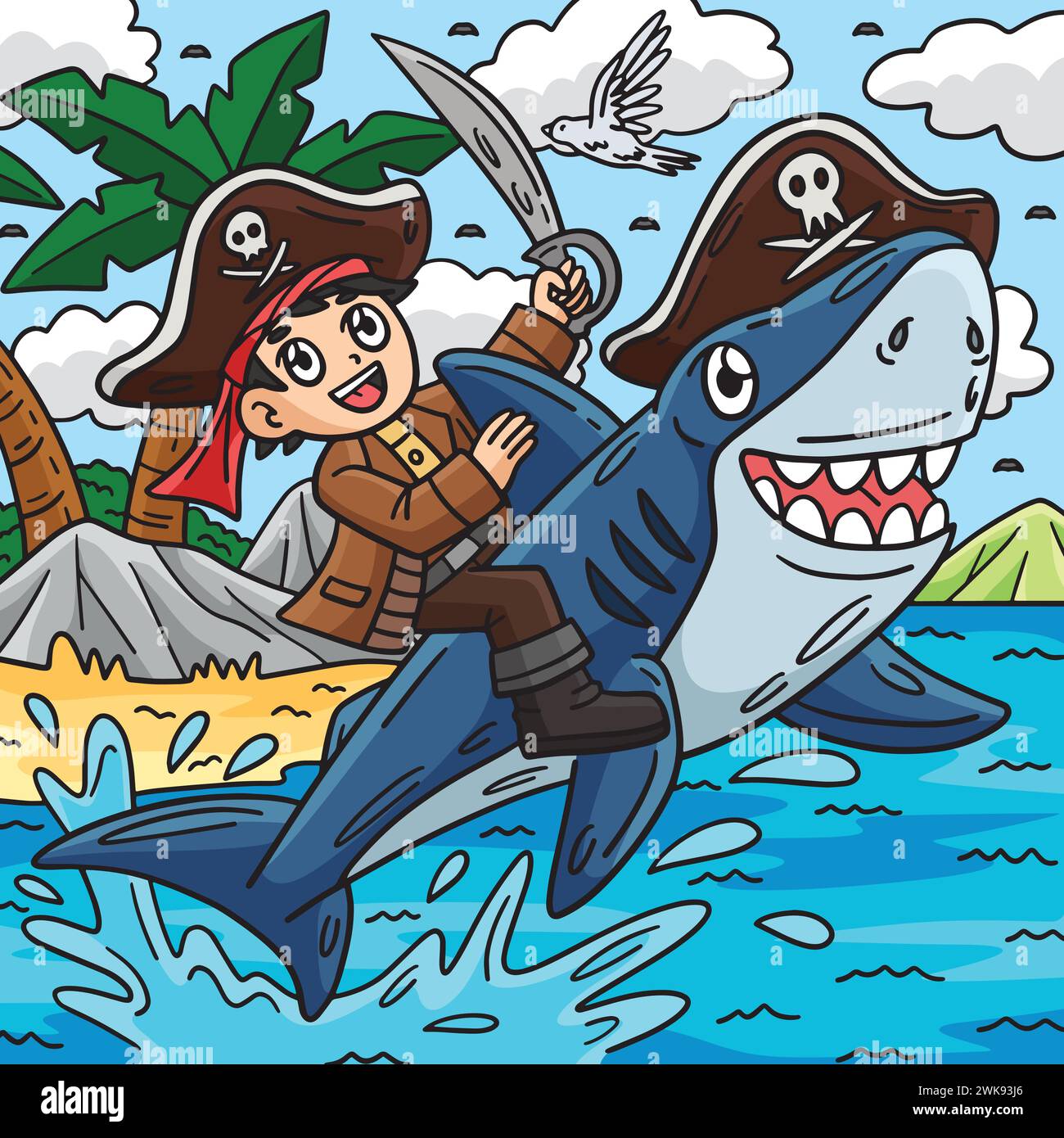 Cartoon shark pirate Stock Vector Images - Alamy