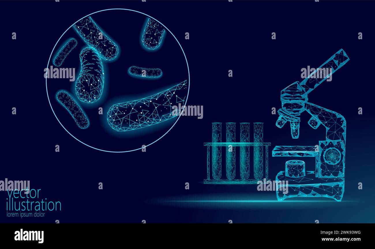 Bacteria microscope 3D low poly render probiotics. Healthy normal ...