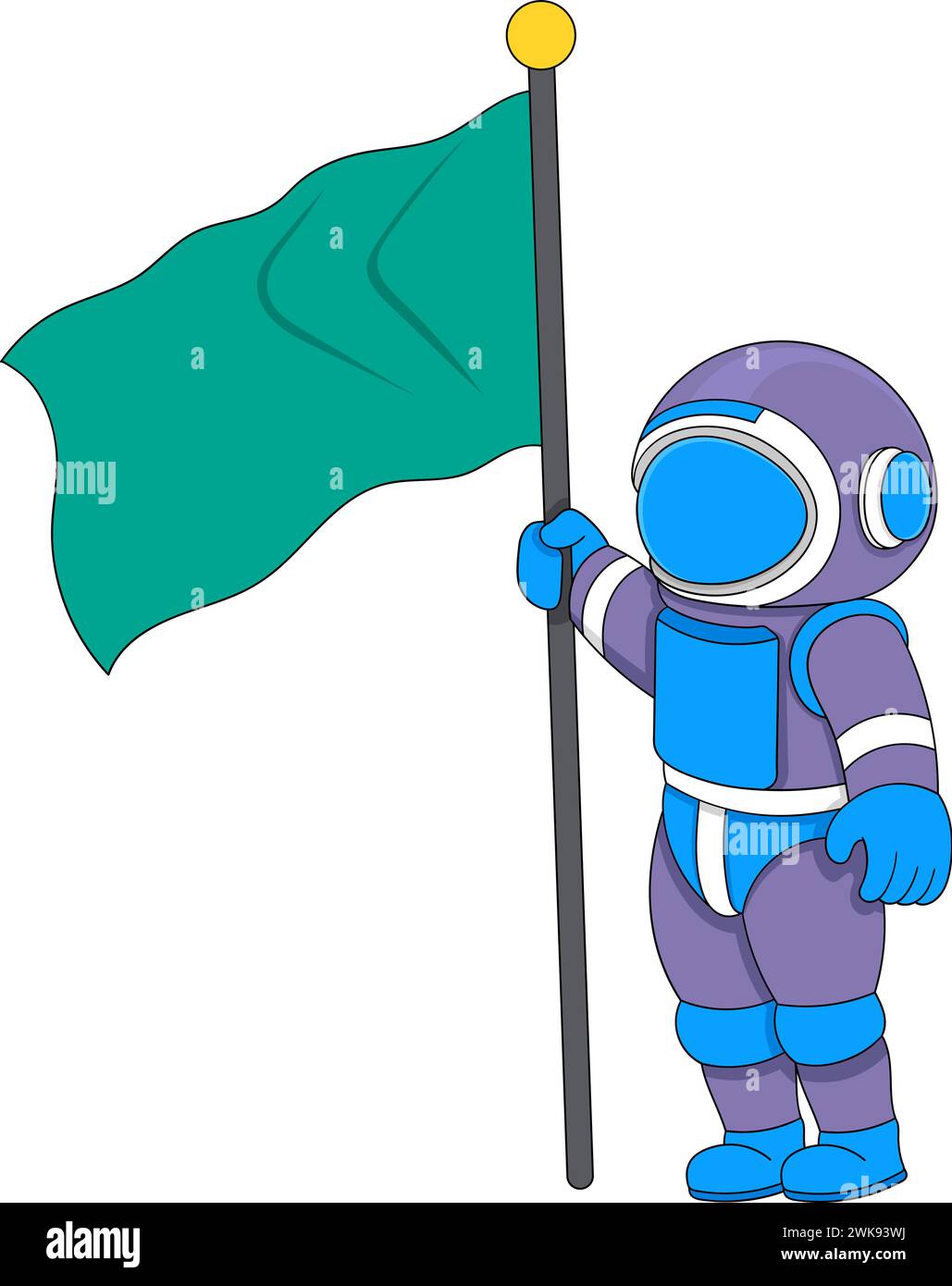 astronaut carrying a flag to mark the space destination being explored ...