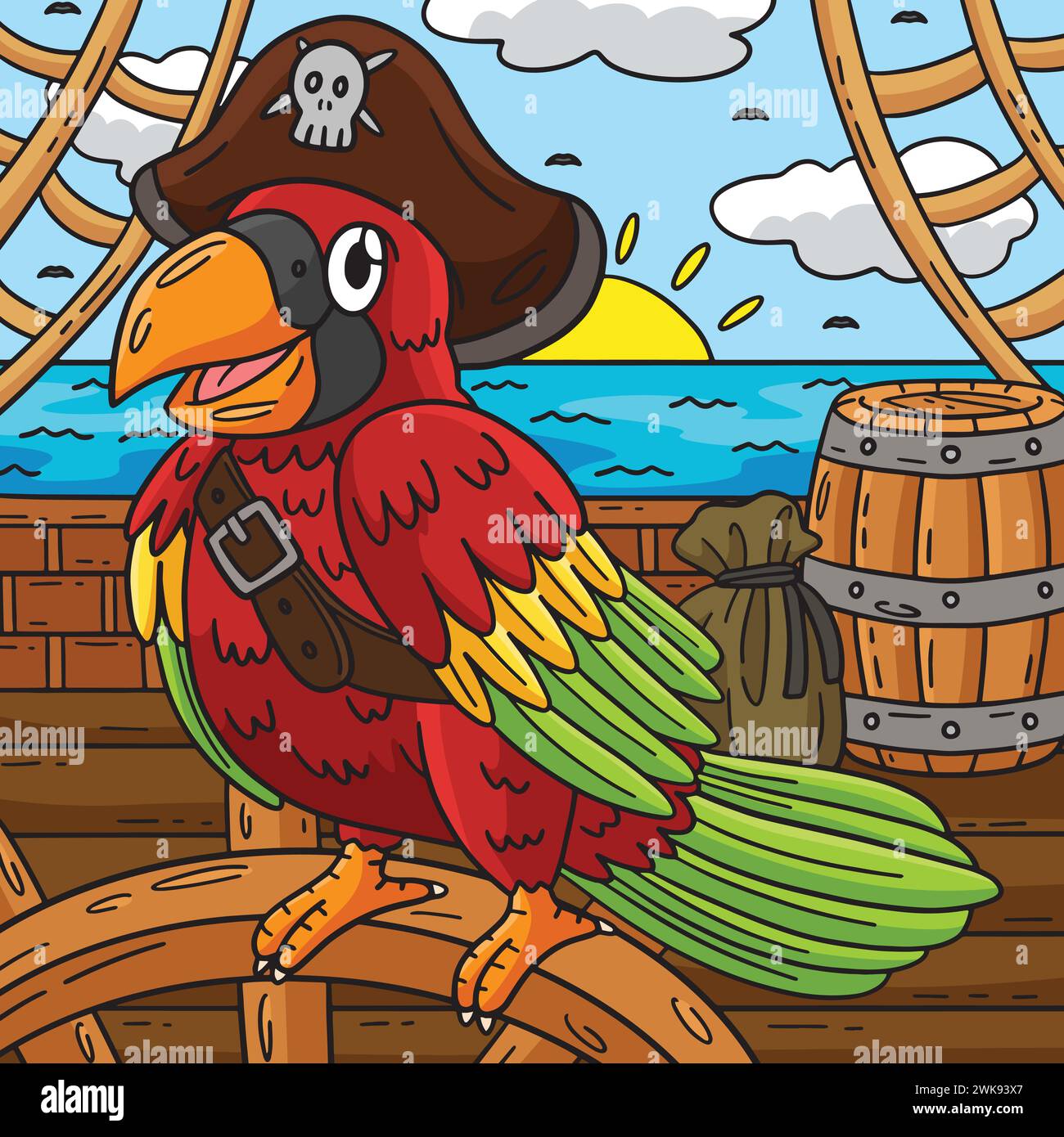 Pirate Parrot Colored Cartoon Illustration Stock Vector Image & Art - Alamy