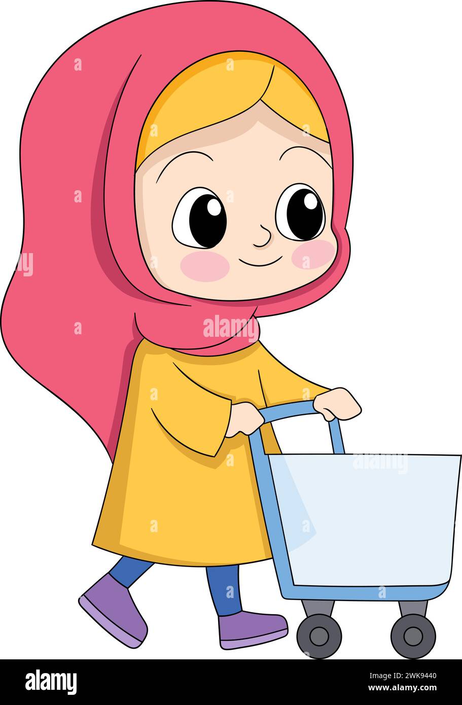 Muslim girl is going shopping at the beginning of the month for daily ...