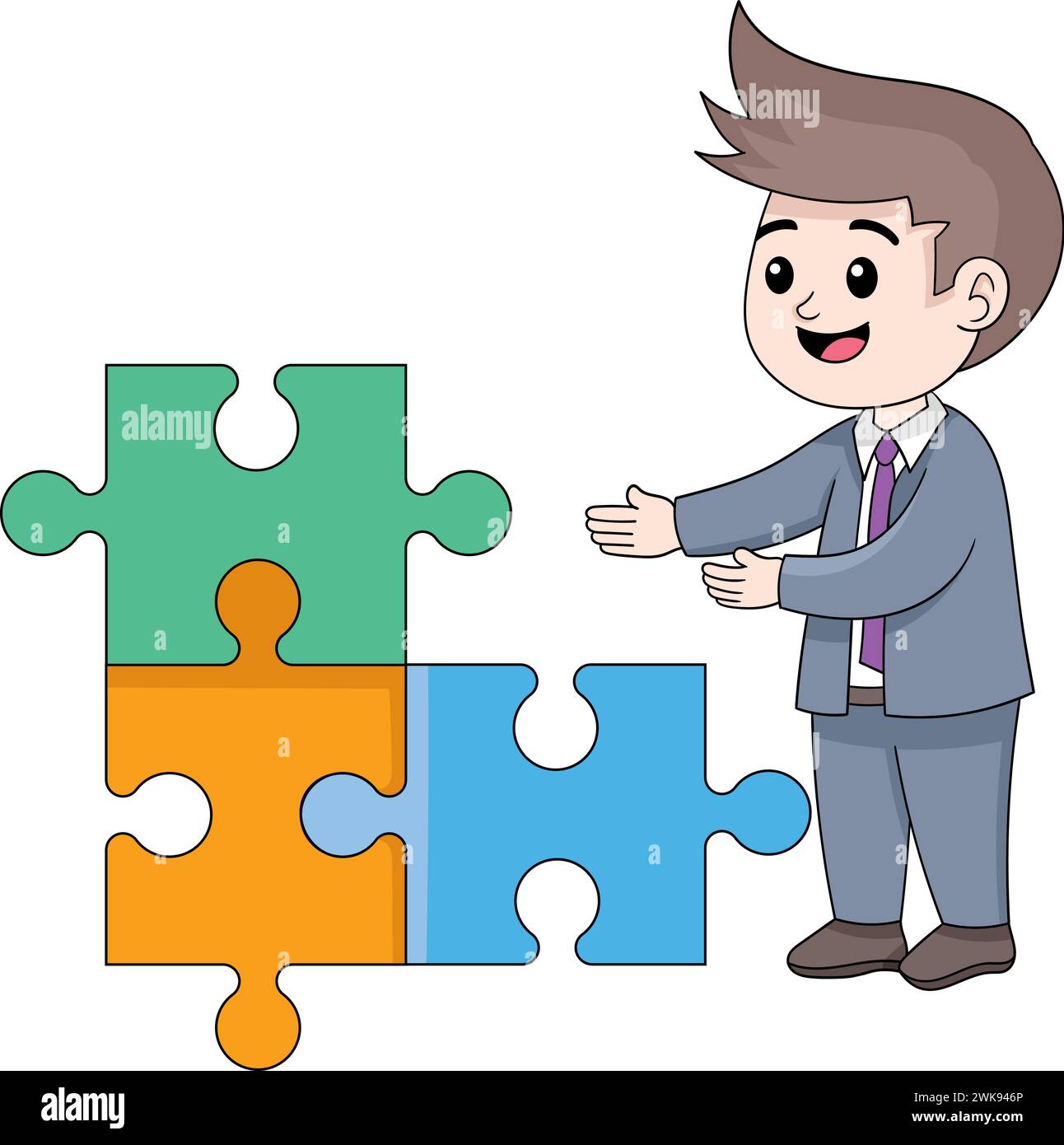 businessman is showing his work solving problems, presenting putting ...