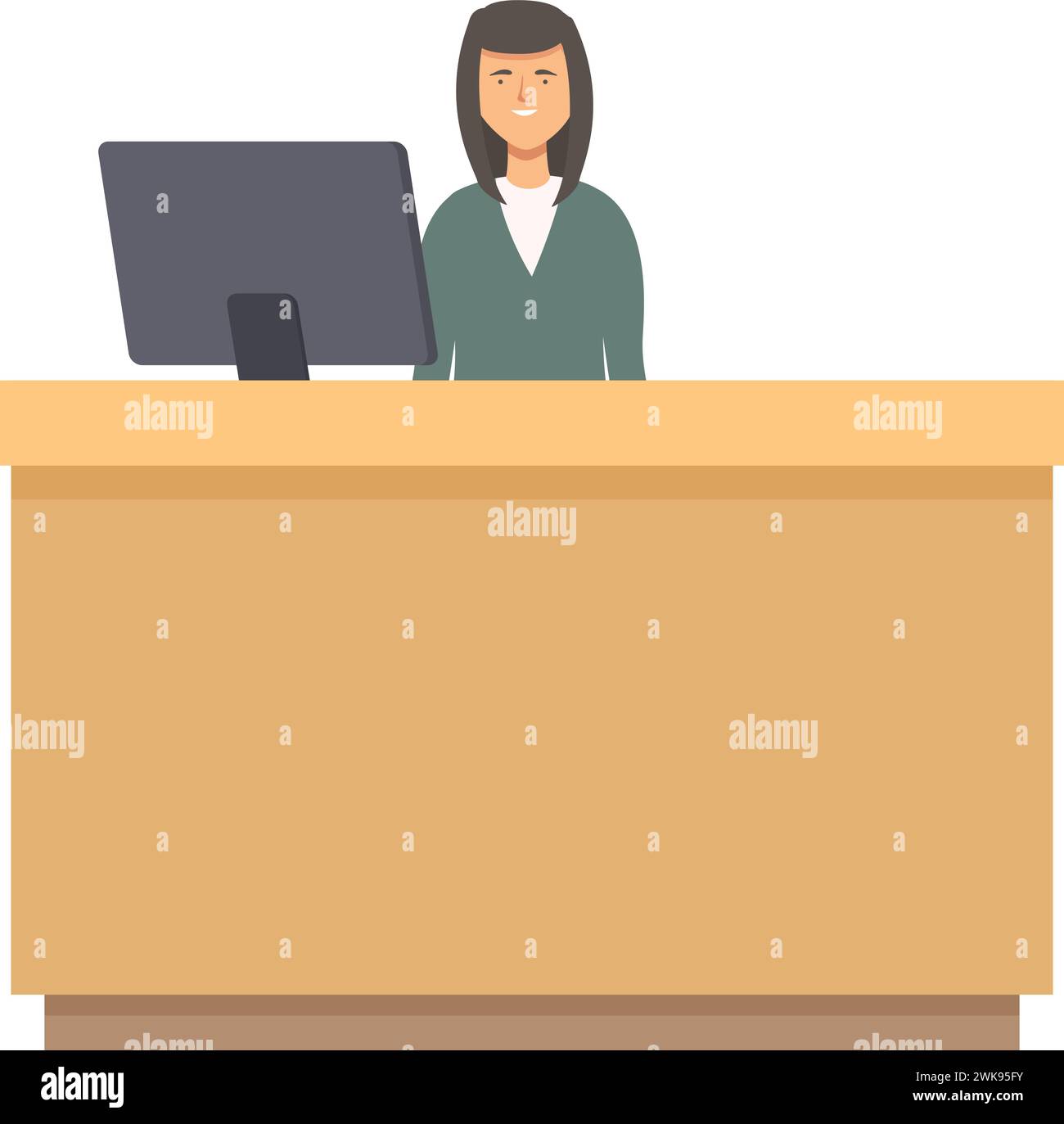 Adult receptionist icon cartoon vector. Work business. Phone support ...